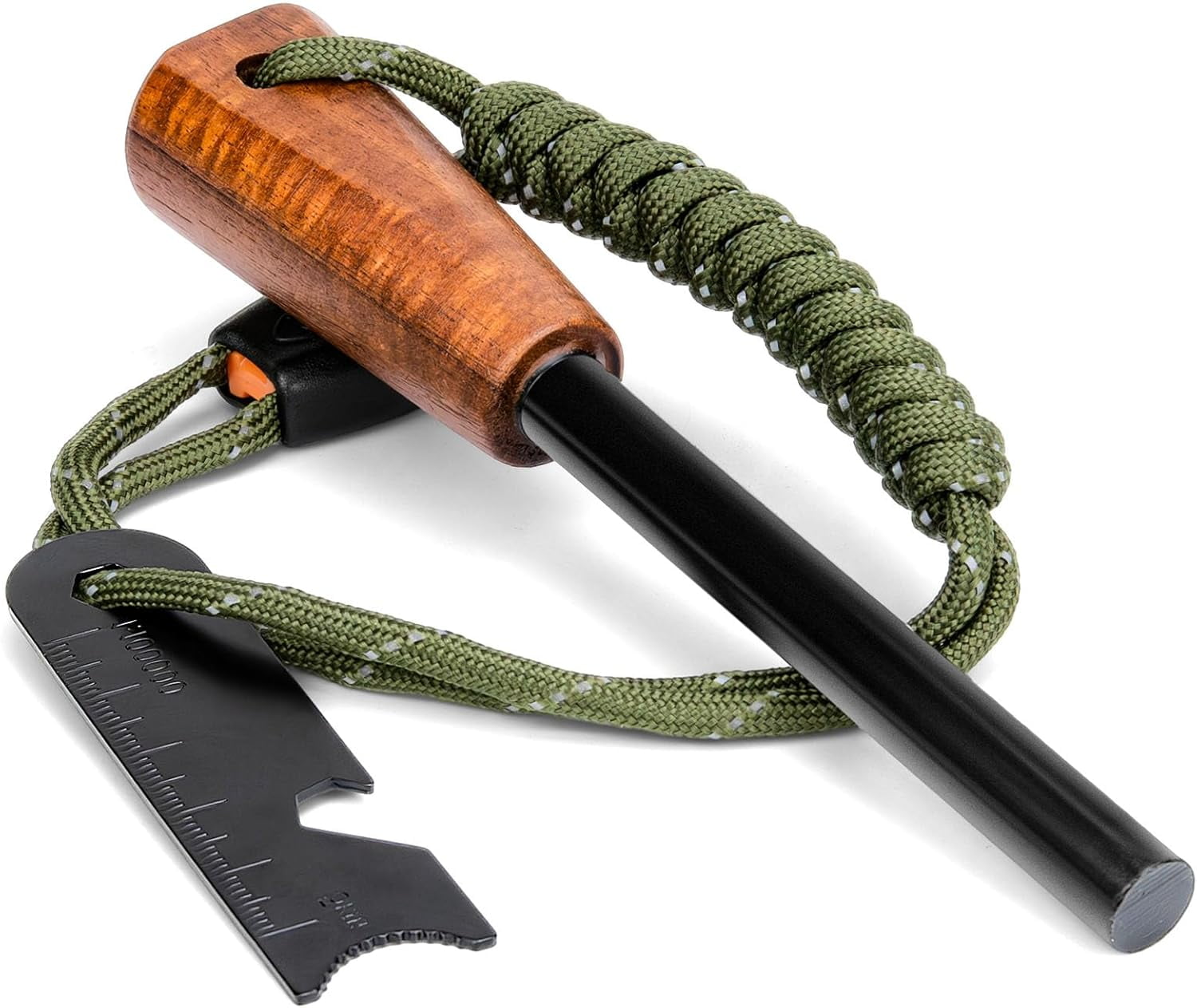 Fire Starter Survival Tool - Handmade Wooden Handle 3/8"" Thick Ferro ...