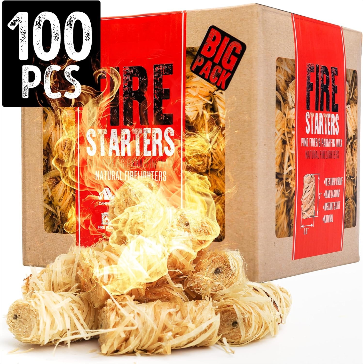 Fire Starter for Indoor and Outdoor Use - Natural, Eco-Friendly Firelighter for Grills, Smokers ...