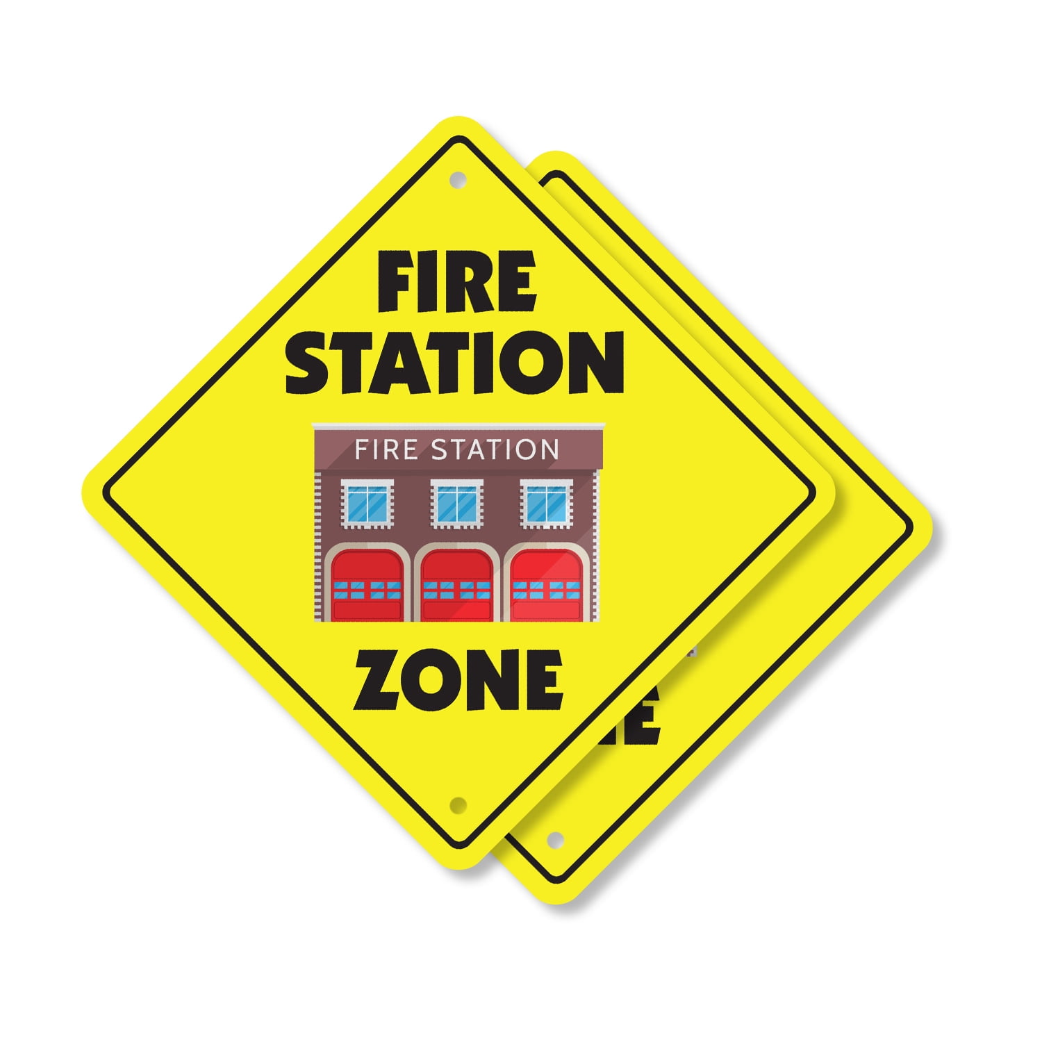 Fire Station (2 Pack) Plastic Crossing Sign - 12 Inch X 12 Inch Xing ...