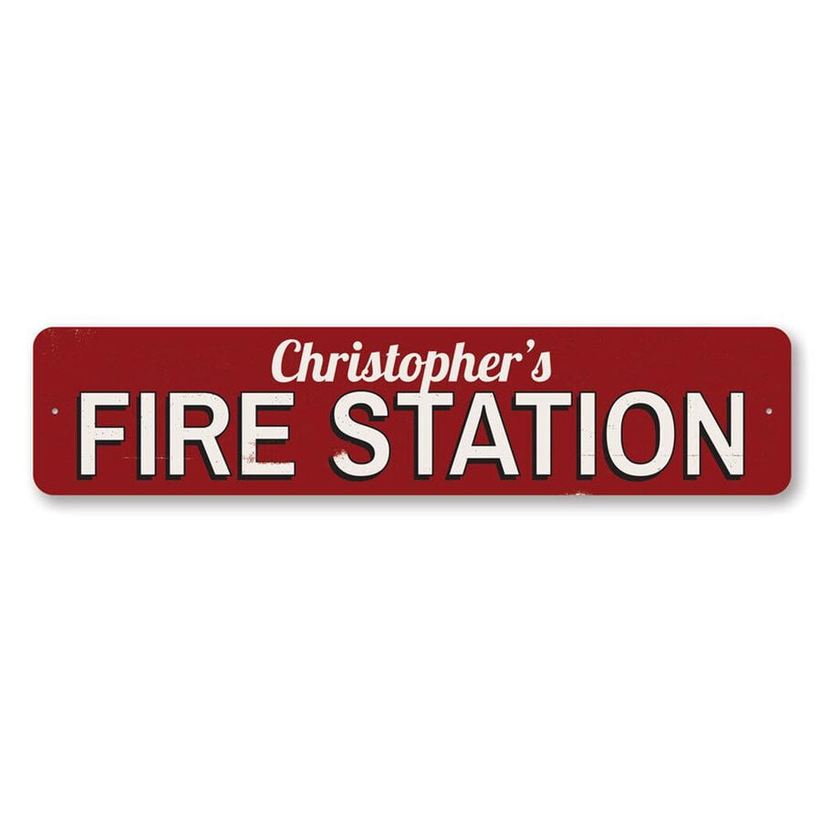 Fire Station Name Fire Department Firehouse Metal Decor Sign Size: 4 x ...