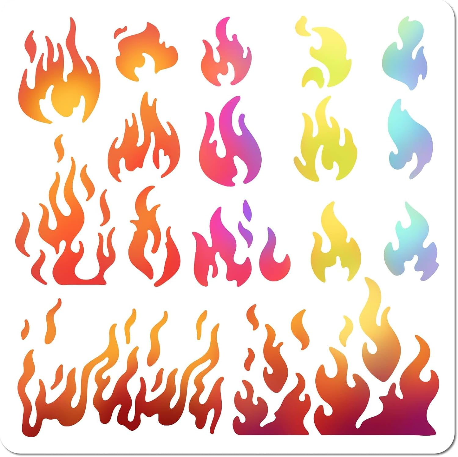 Fire Stencil Flame Fire Burn Blaze Bonfire Reusable Plastic PET ...