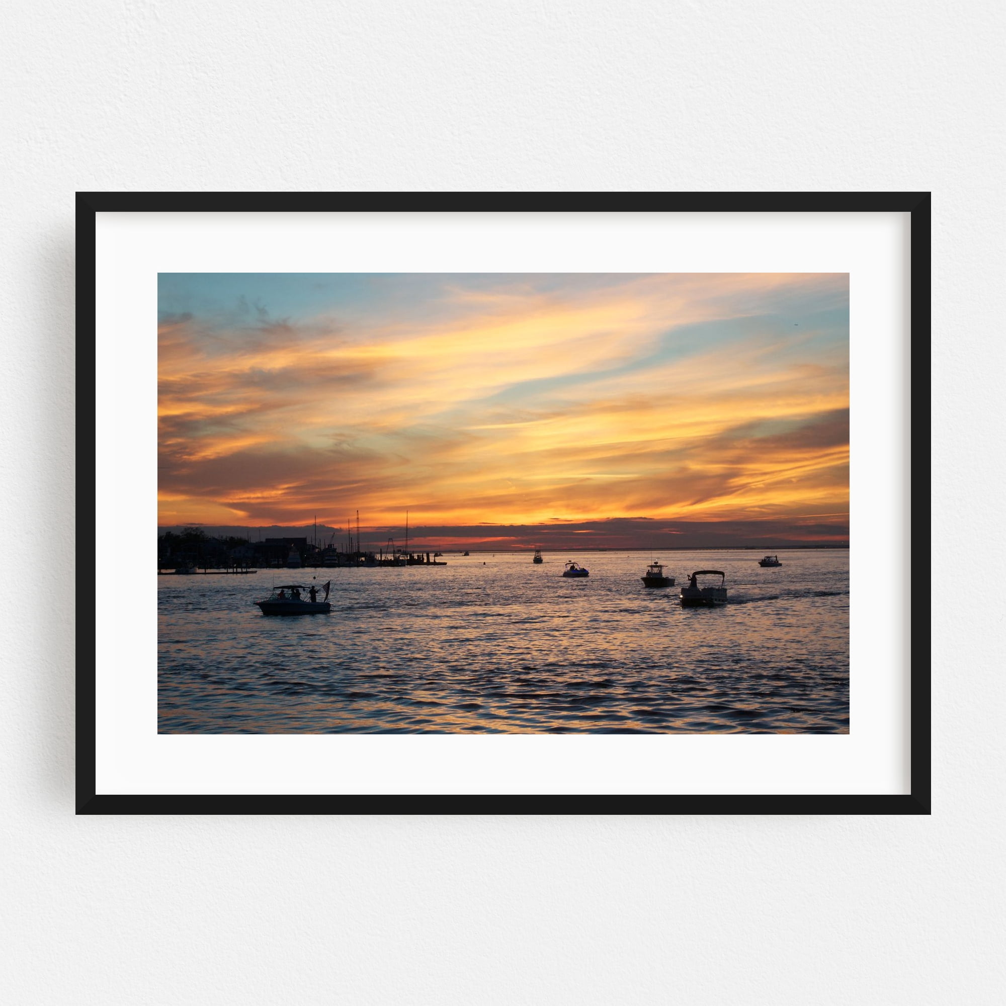 Fire Sunset - Highlands New Jersey Photography Sunset Boat Seascape ...