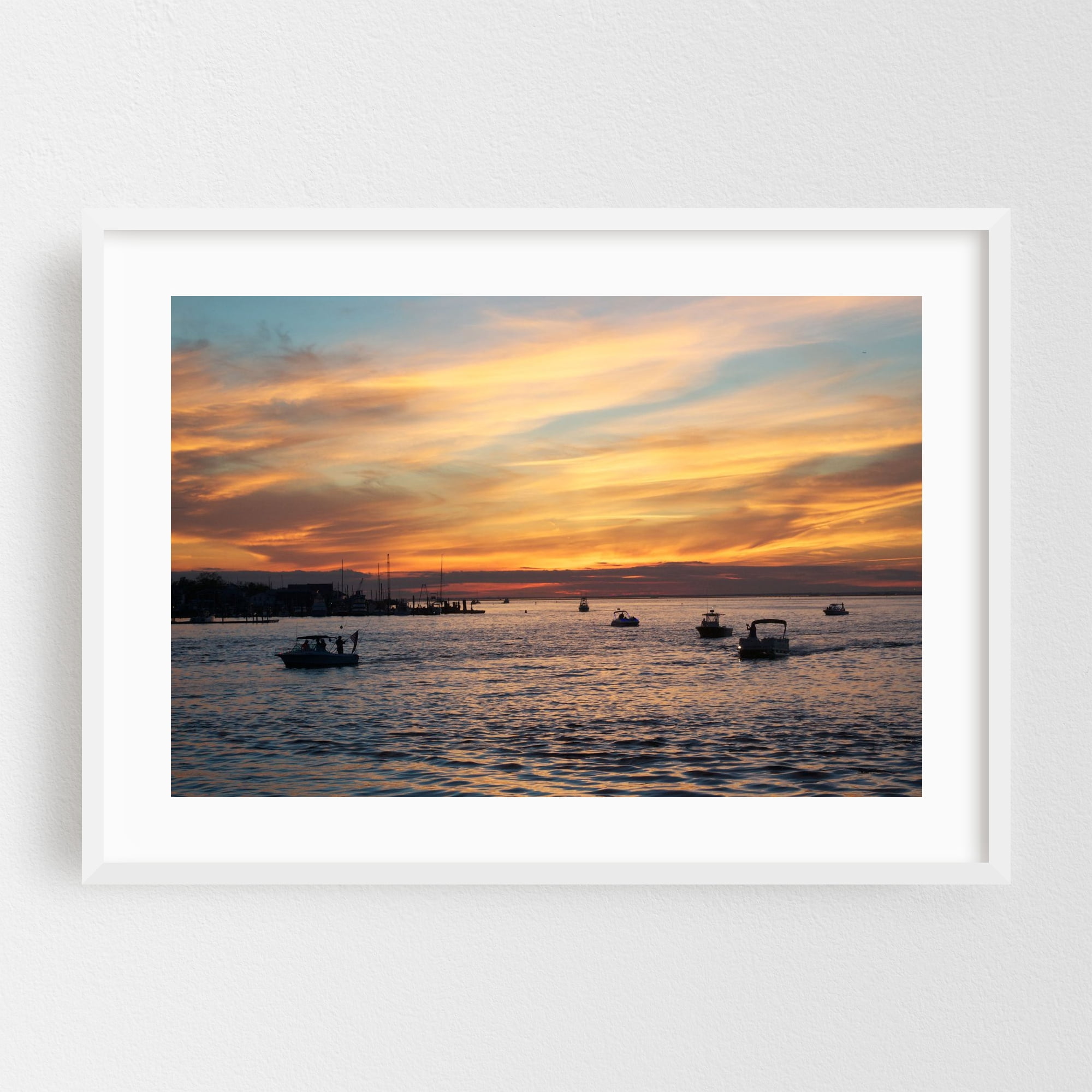 Fire Sunset - Highlands New Jersey Photography Sunset Boat Seascape ...