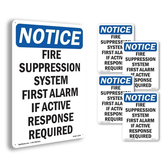 Fire Suppression System First OSHA Notice Aluminum Sign 10 Inch x 7 ...