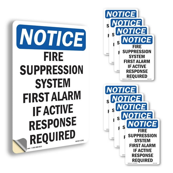 Fire Suppression System First OSHA Notice Vinyl Decal Label 24 Inch x ...