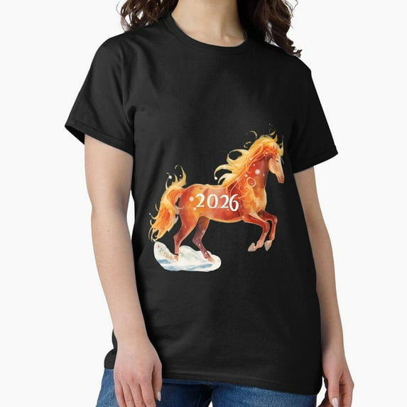Fire Symbol 2026 Fiery Horse Zodiac Elemental Theme Unisex T-Shirt, up ...