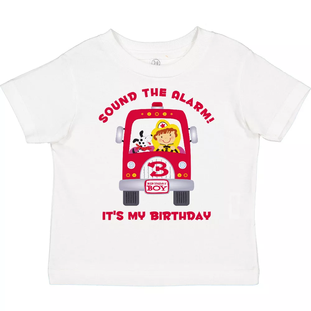 Fire Truck 3Rd Birthday Boy Toddler T-Shirt Engine Fighter Fireman Red Baby Clothing, Cute Baby ...