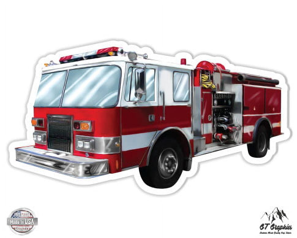 Fire Truck - 8" Vinyl Sticker - For Car Laptop I-Pad - Waterproof Decal ...