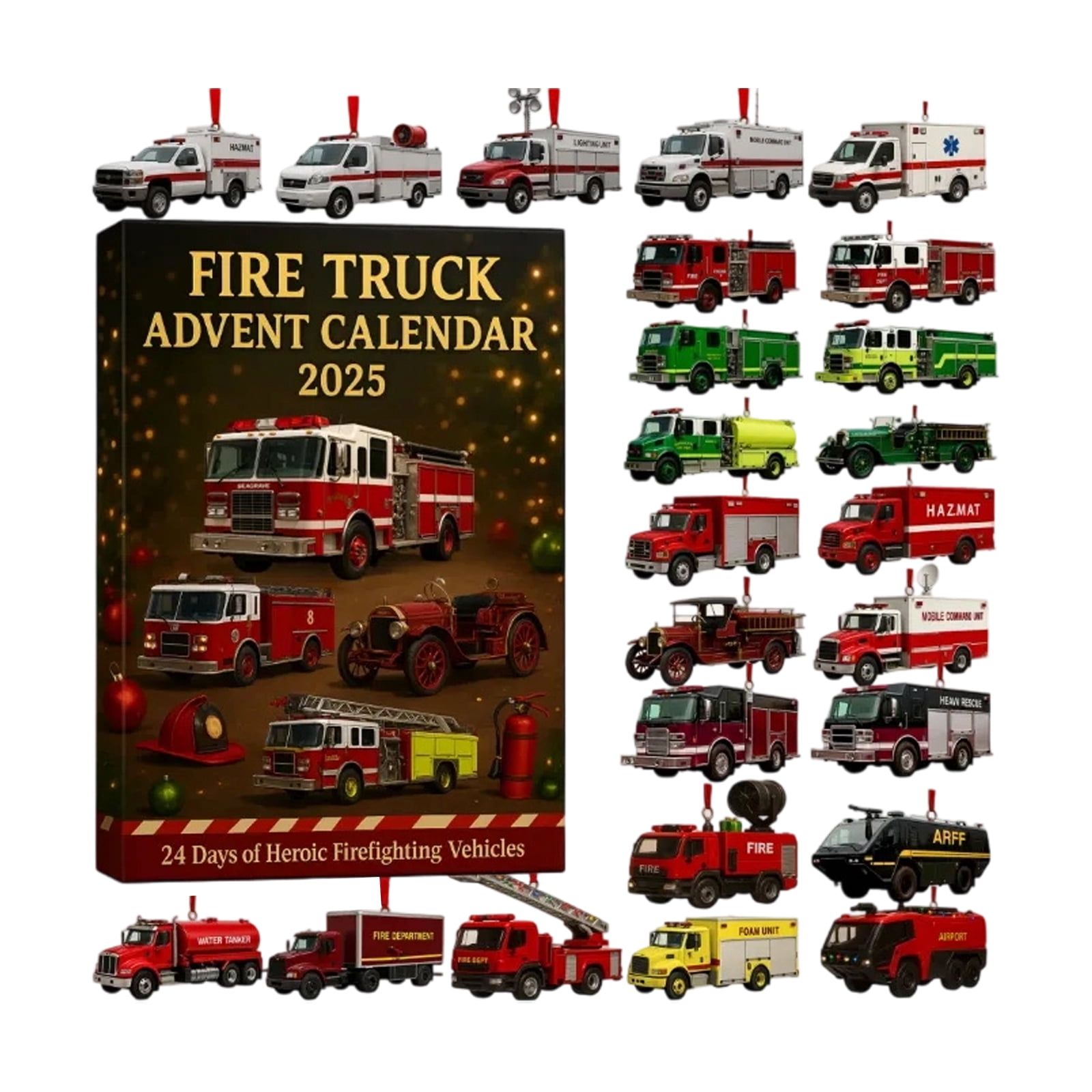 Fire Truck Advent Calendar 2025, 24-Day Christmas Fire Truck Countdown ...