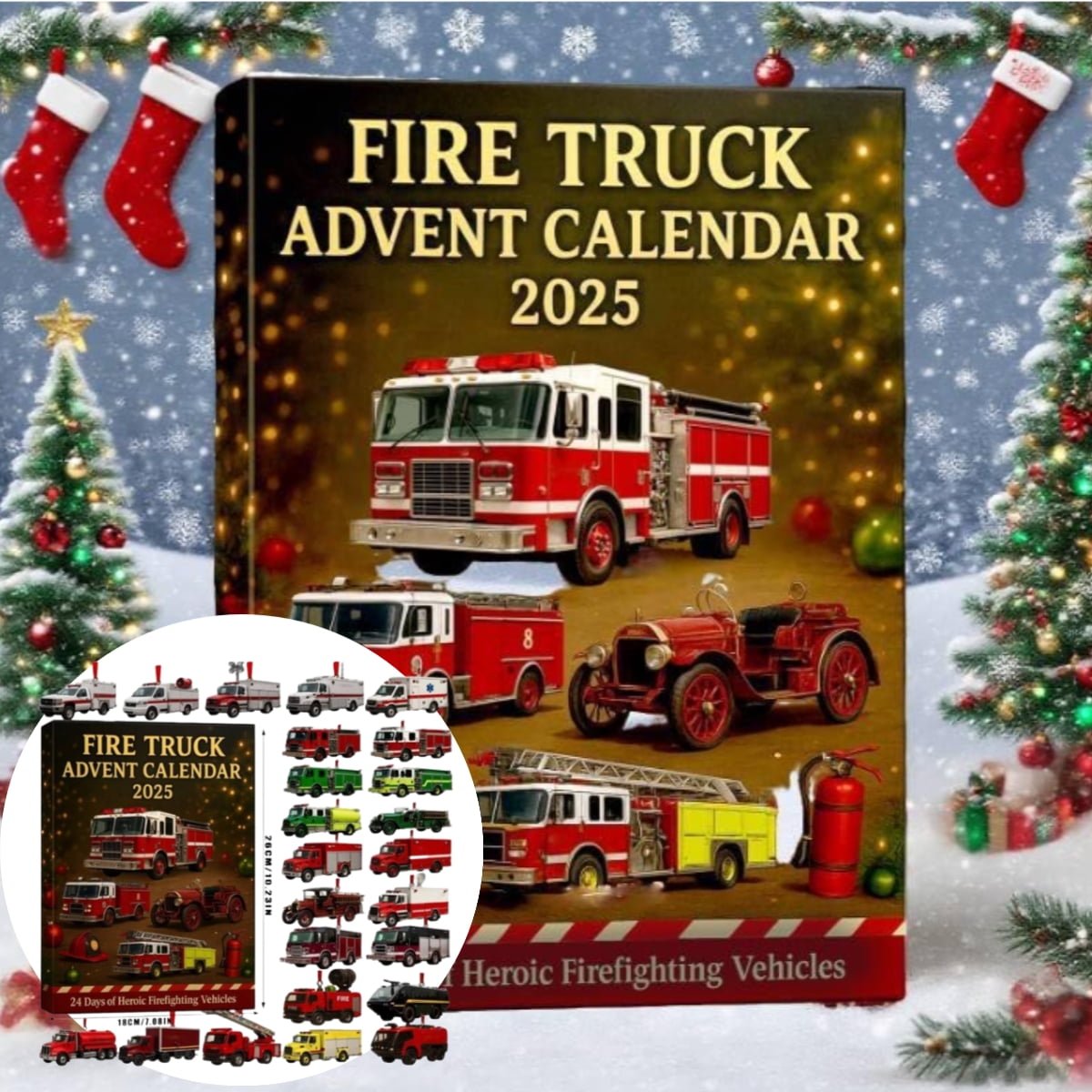 Fire Truck Advent Calendar 2025, 24-Day Christmas Fire Truck Countdown ...