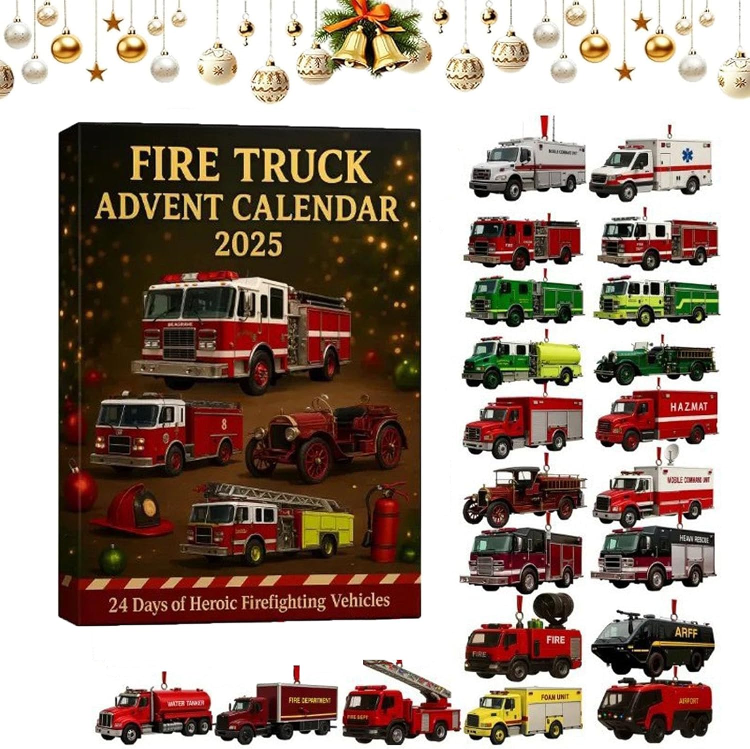 Fire Truck Advent Calendar 2025, 24 Days Christmas Countdown Advent ...