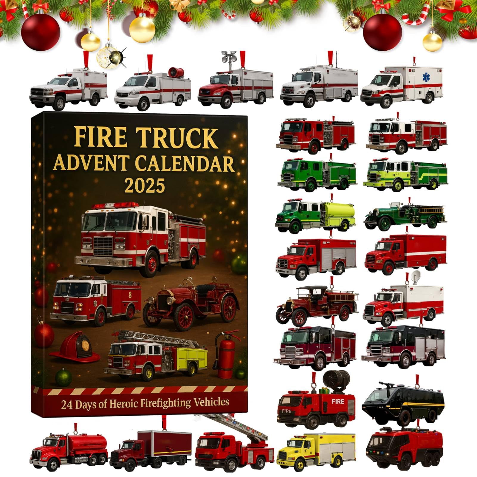 Fire Truck Advent Calendar 2025, 24 Days of Mini Fire Truck Christmas ...