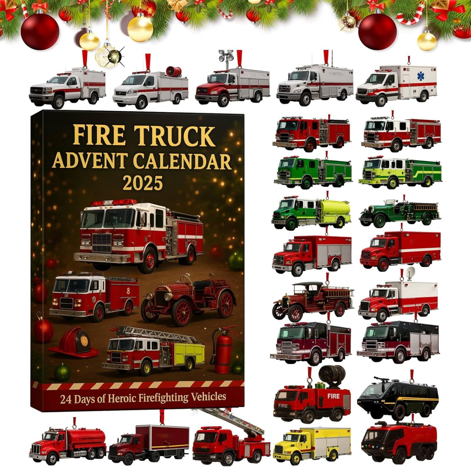 Fire Truck Advent Calendar 2025, 24 Days Of Mini Fire Truck Christmas ...