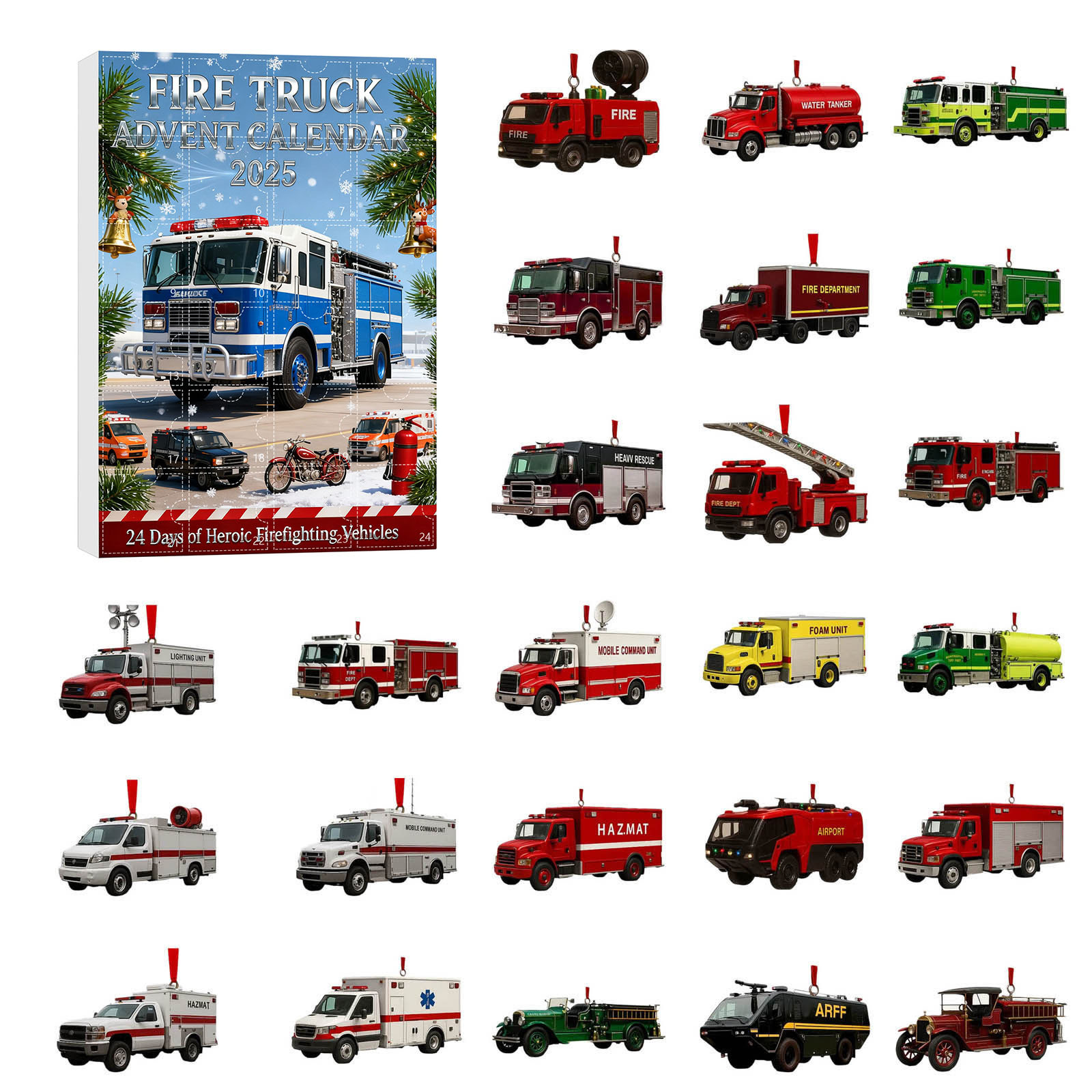 Fire Truck Advent Calendar 2025, 24 Days of Christmas Advent Calendar ...