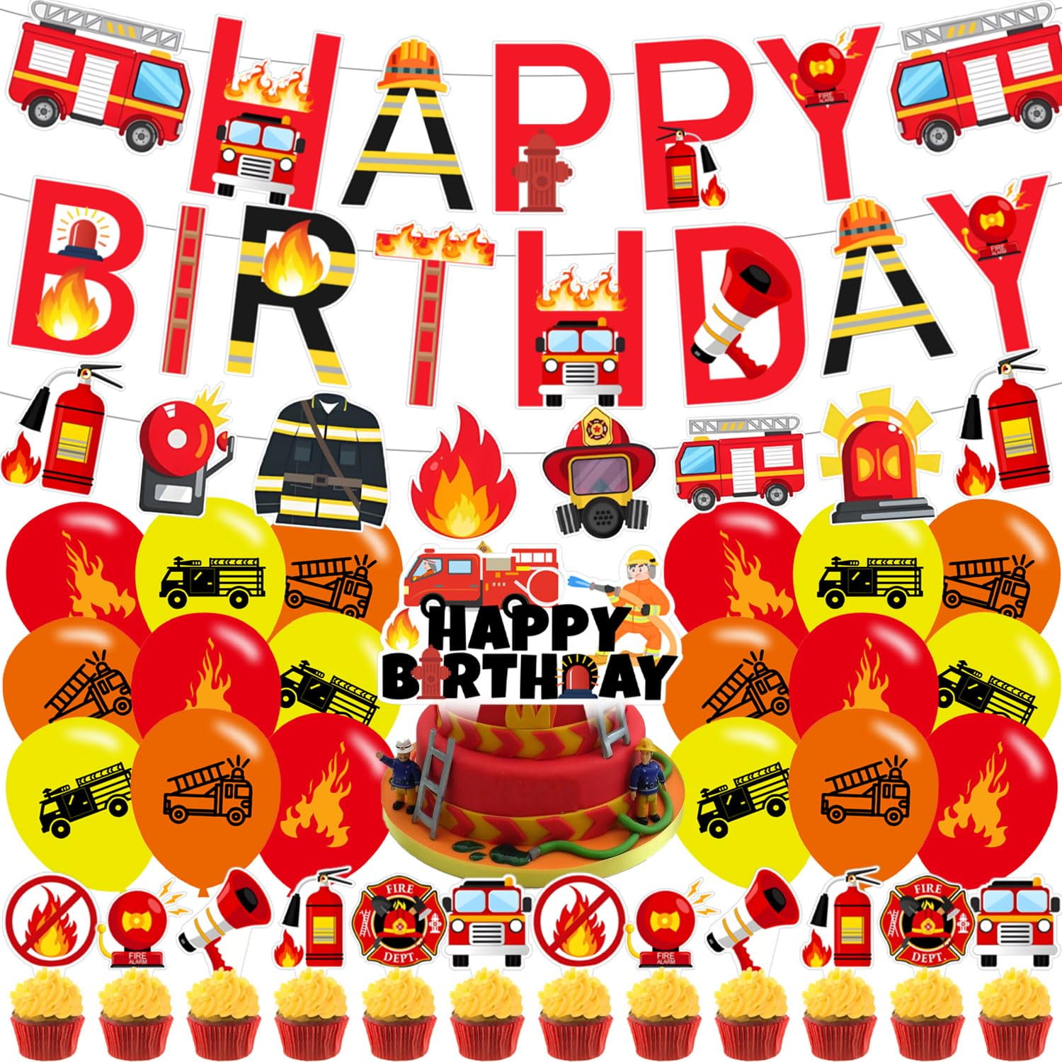 Fire Truck Birthday Party MMF7 Supplies Fire Engine Rescue Party ...