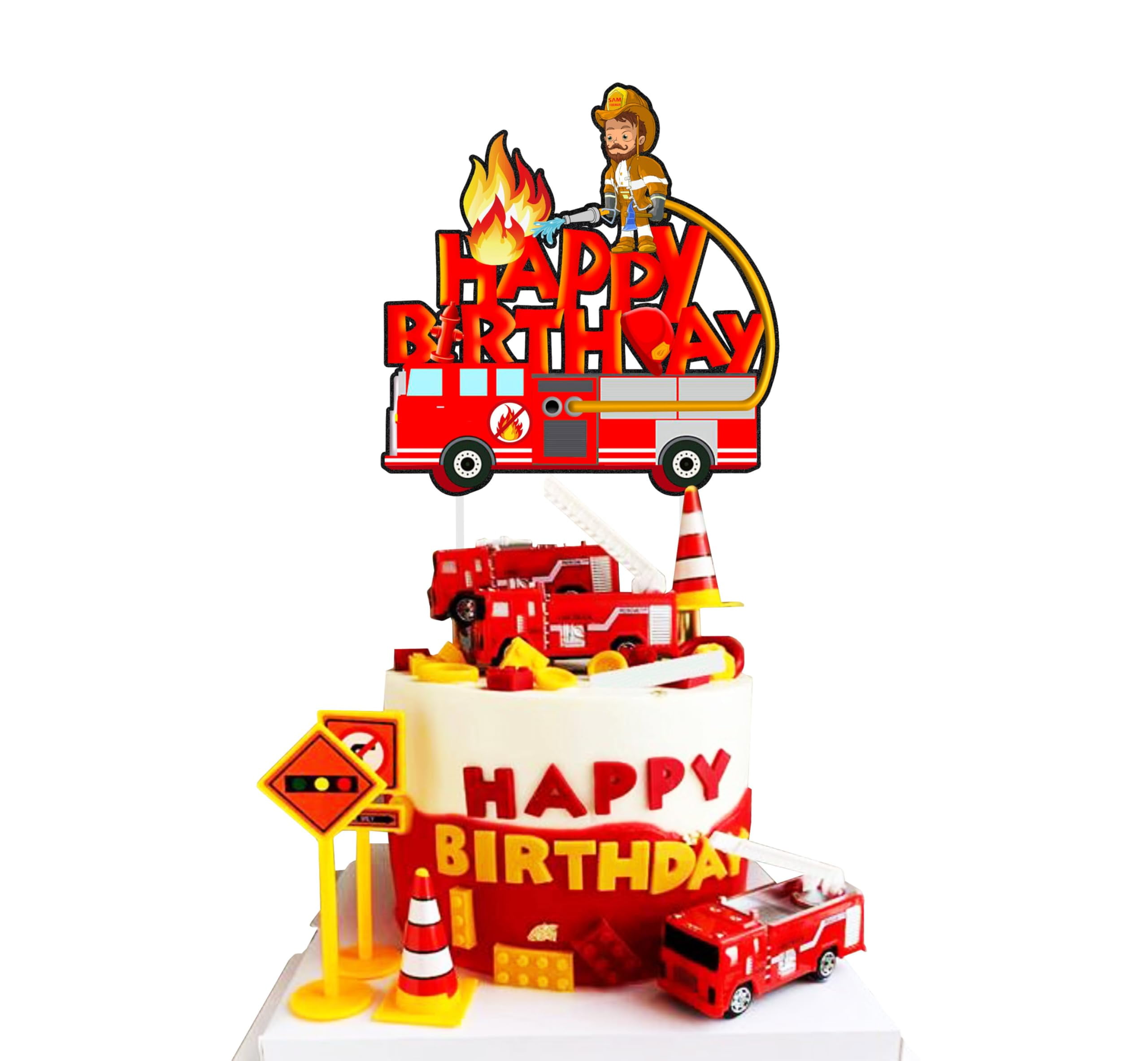 Fire Truck Cake TWE5 Topper Fireman Cake Decorations Firefighter ...