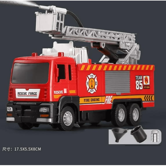 Fire Truck Diecast Simulation Sprinkler Toy with Light Music Water ...