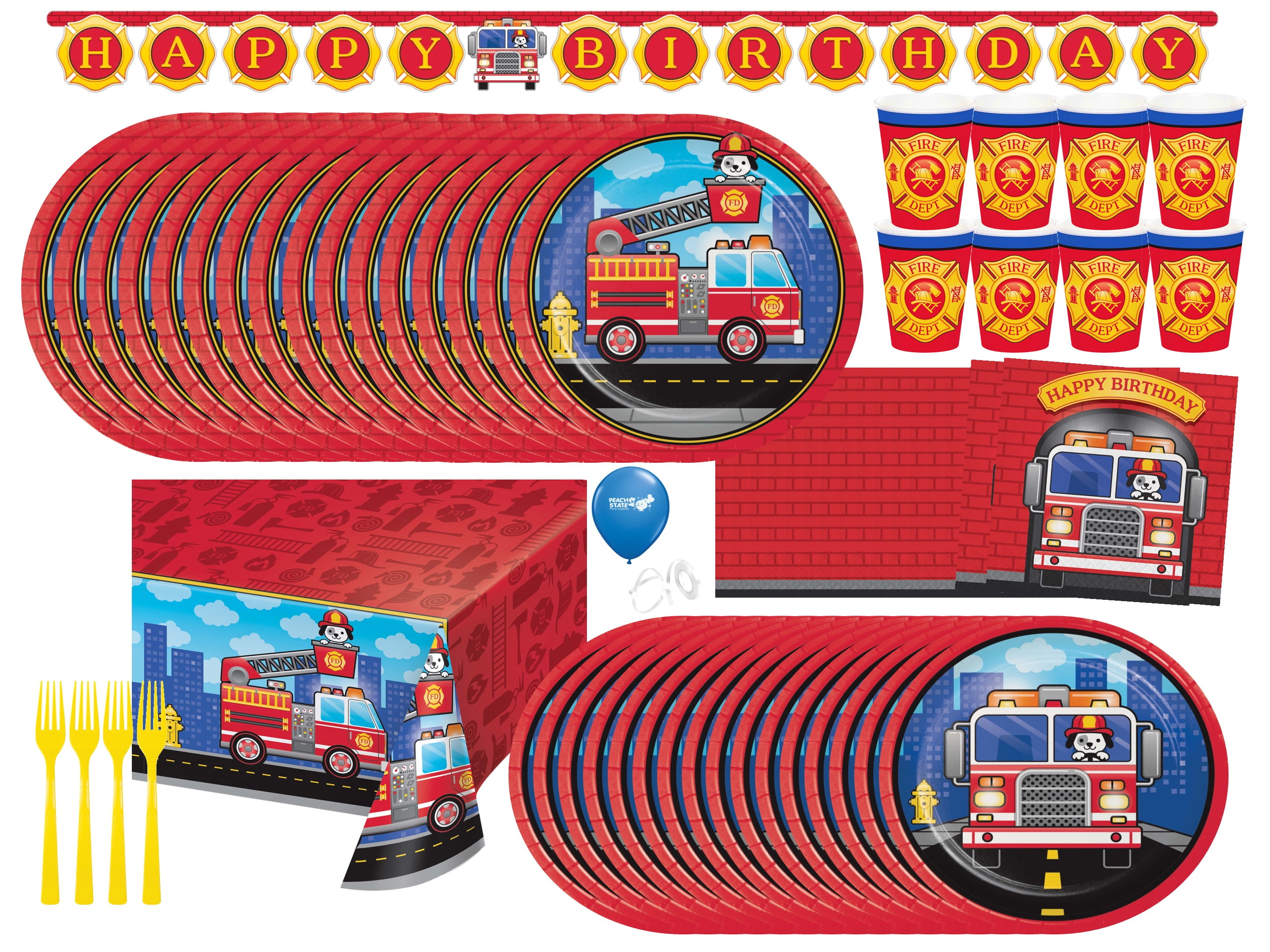 Fire Truck Firefighter Kids Birthday Party Supplies | Firetruck Plates ...