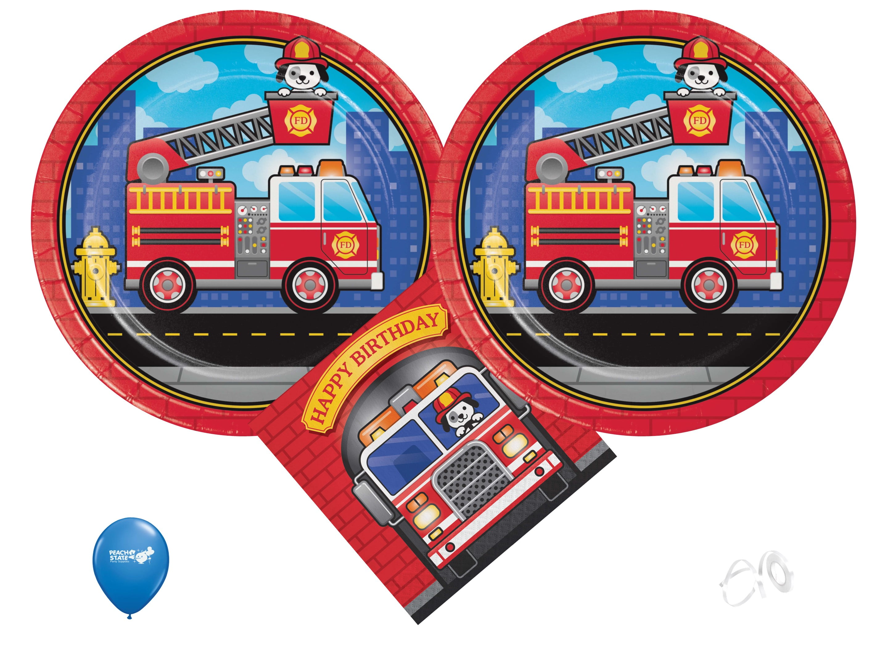 Fire Truck Firefighter Kids Birthday Party Supplies | Firetruck Plates ...
