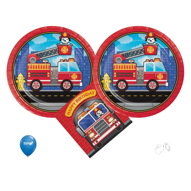 Fire Truck Firefighter Kids Birthday Party Supplies | Firetruck Plates ...
