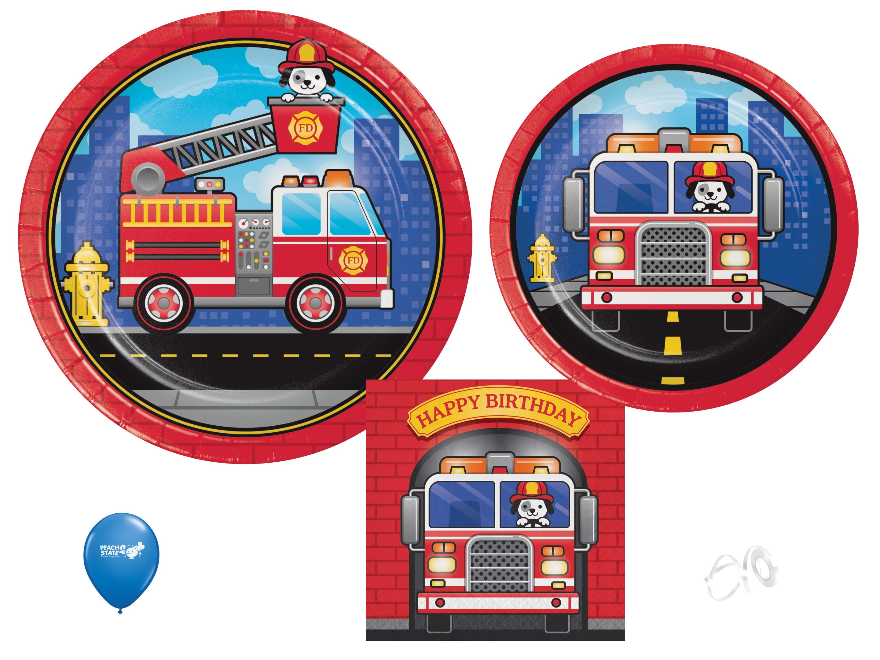 Fire Truck Firefighter Kids Birthday Party Supplies | Firetruck Plates ...