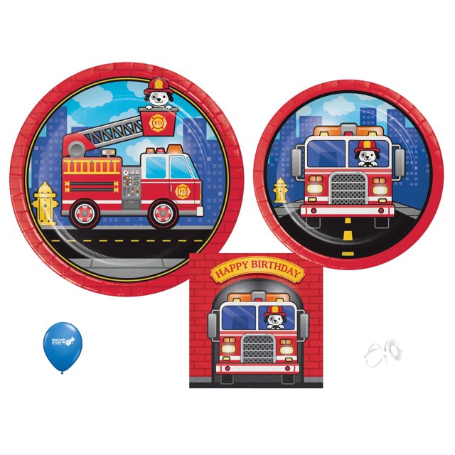 Fire Truck Firefighter Kids Birthday Party Supplies | Firetruck Plates ...