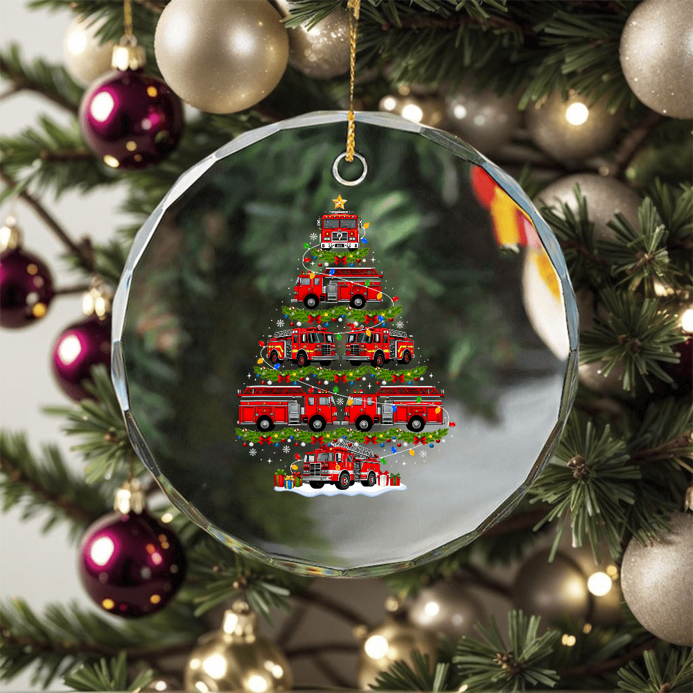 Fire Truck Firefighter Tree Lights Ornament Home Decoration, Crystal ...