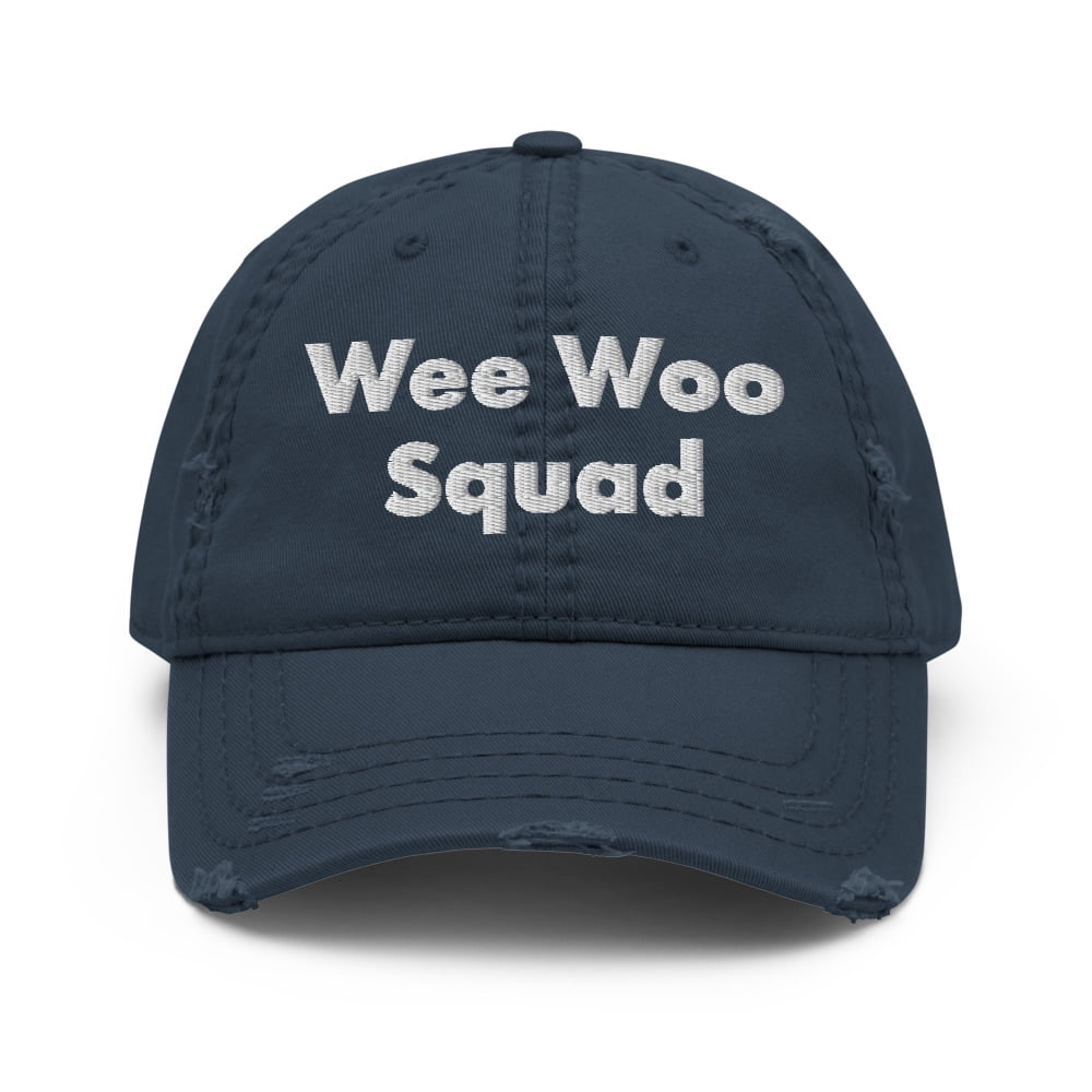 Fire Truck Fireman Embroidered Distressed Dad Hat, Wee Woo Squad ...