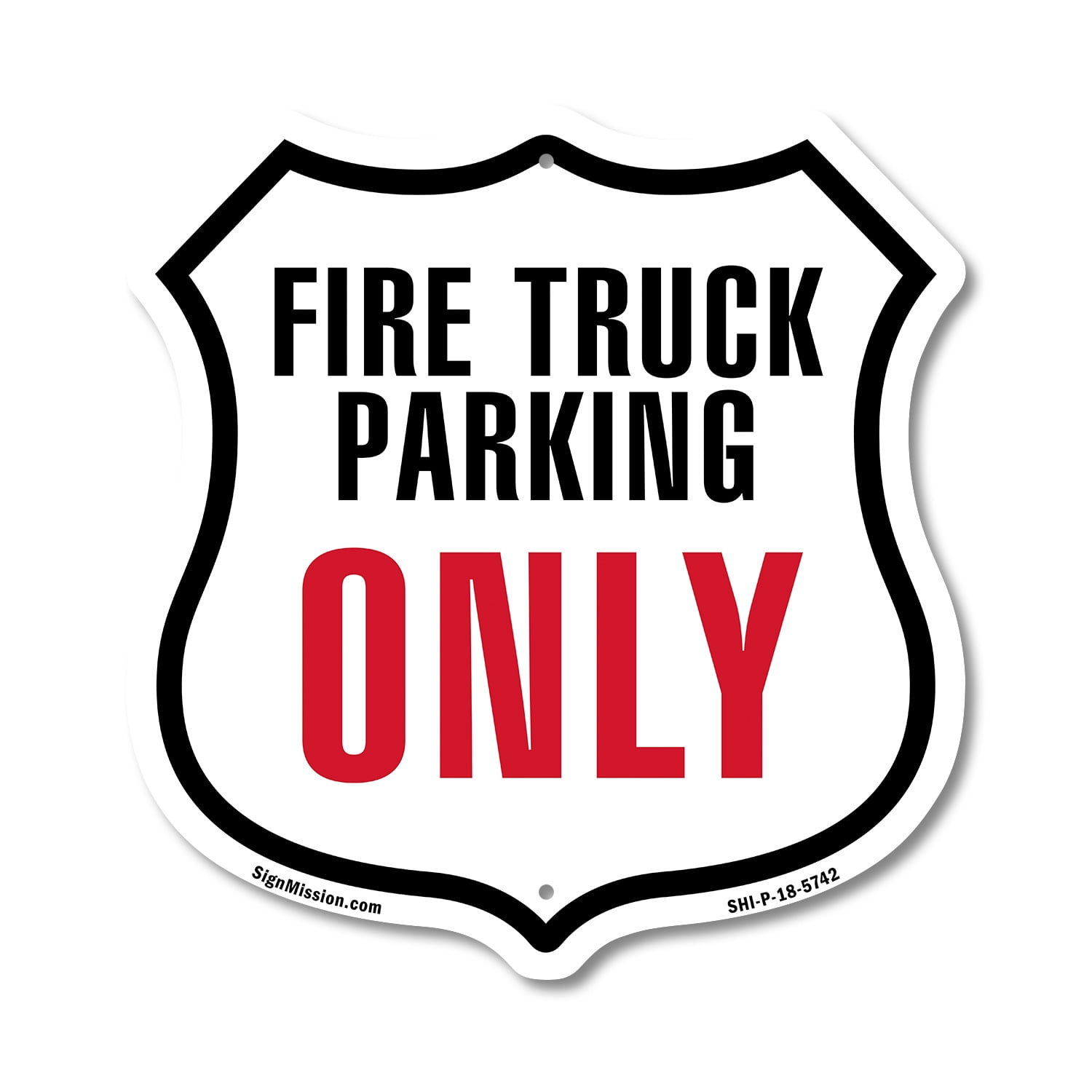 Fire Truck Parking Only (2 Pack) 12 inch X 12 inch Shield Shaped ...