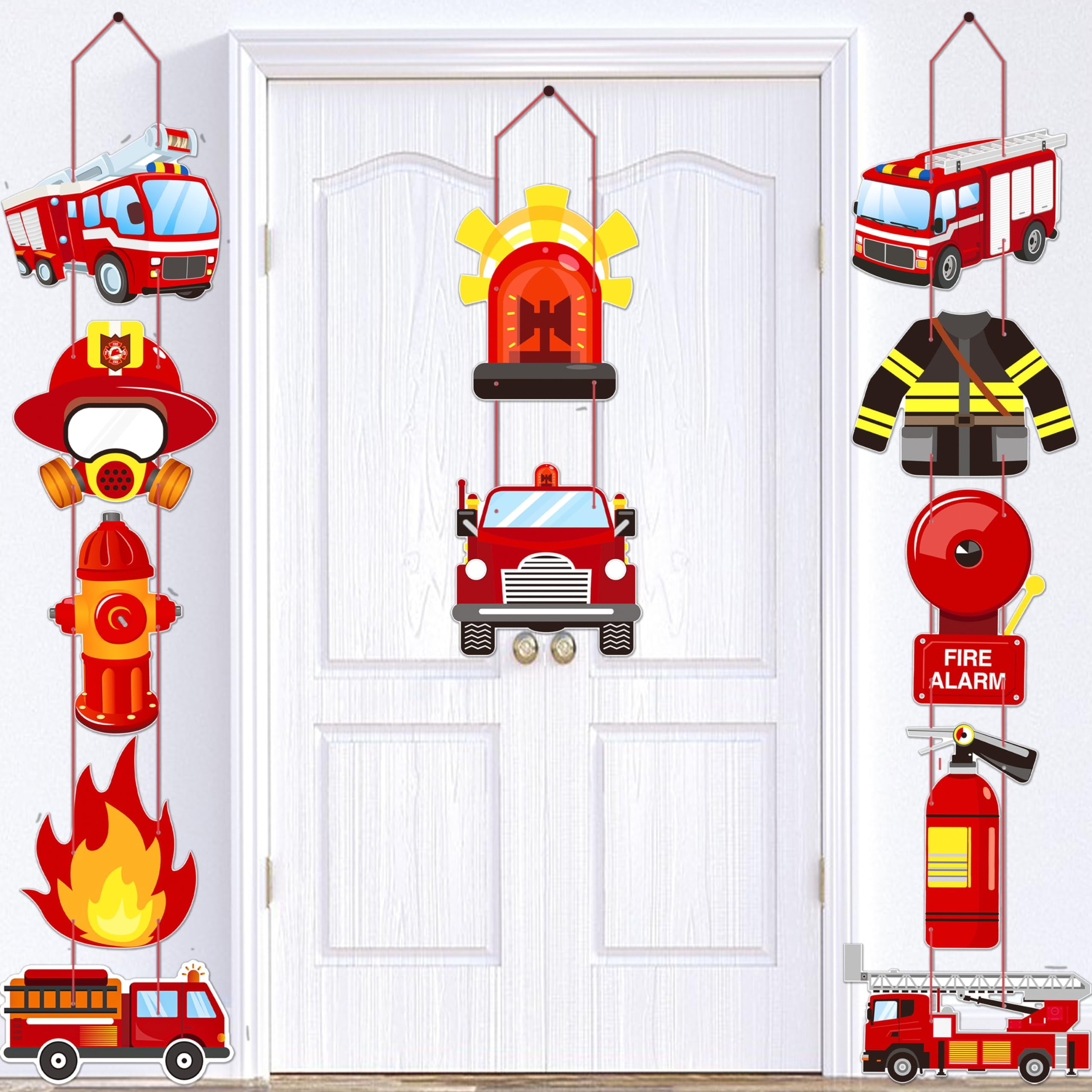 Fire Truck Party TWE5 Door Signs Banner Firetruck Birthday Party ...