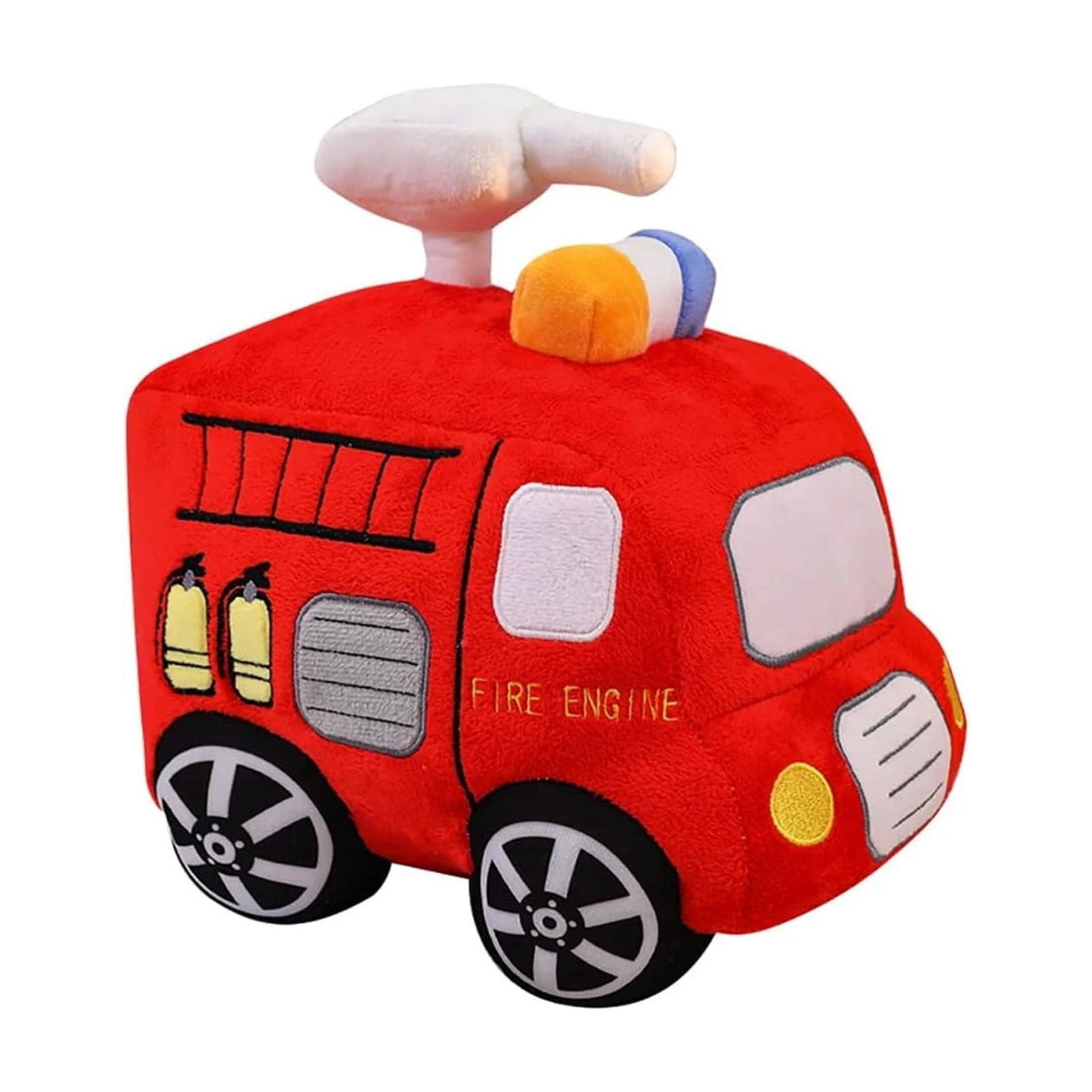 Fire Truck Plush Toy – 10" Soft Fire Engine Stuffed Vehicle Plush ...