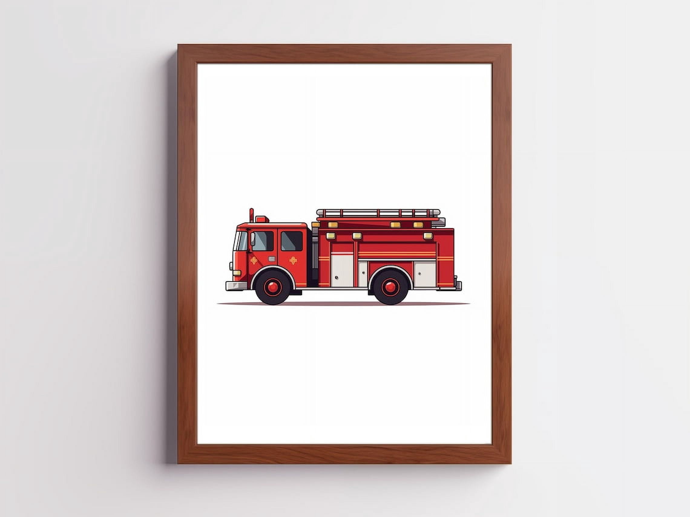 Fire Truck Print, Boys Room Wall Art, Transportation Nursery Decor ...