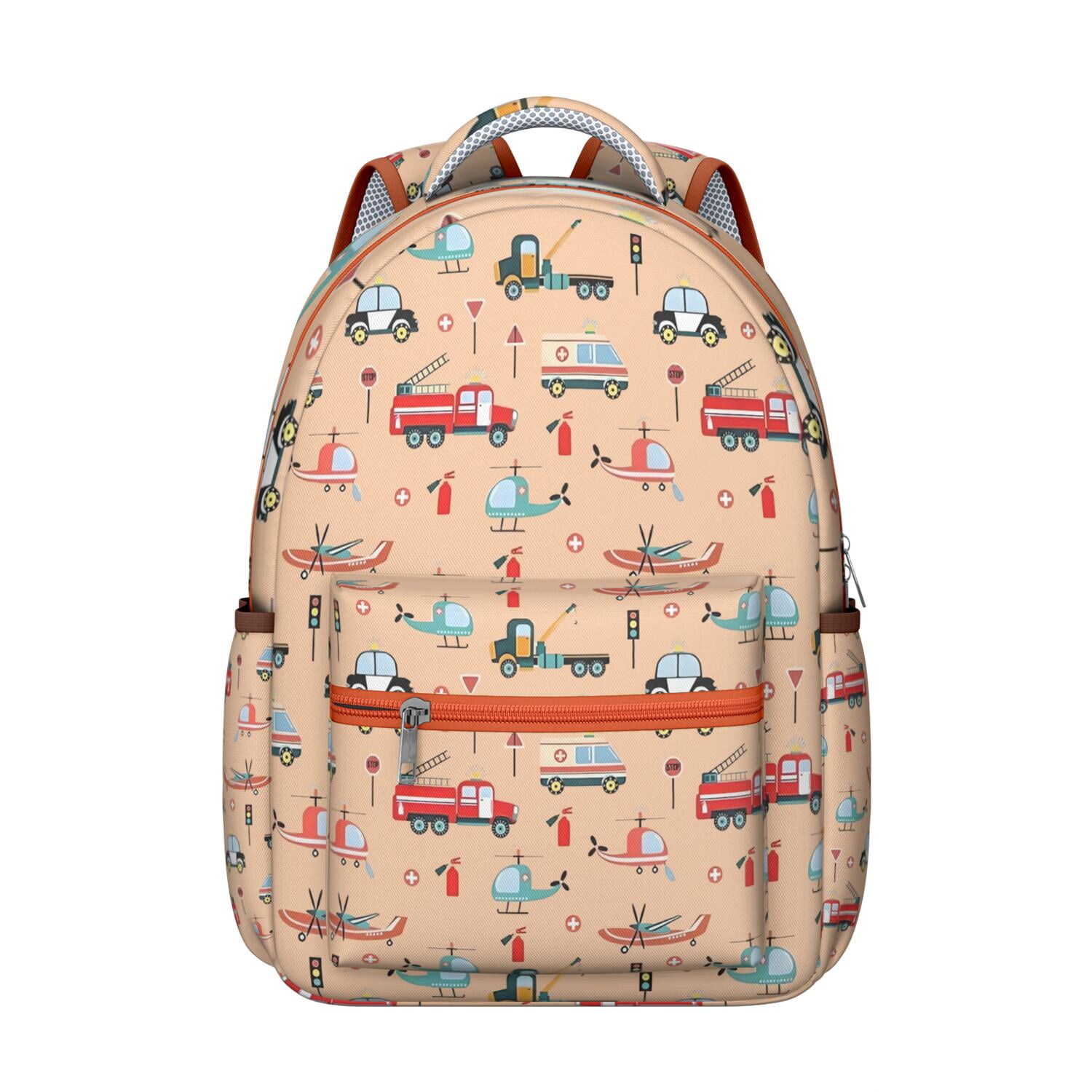 Fire Truck Themed Durable Backpack - Waterproof & Organized Student ...