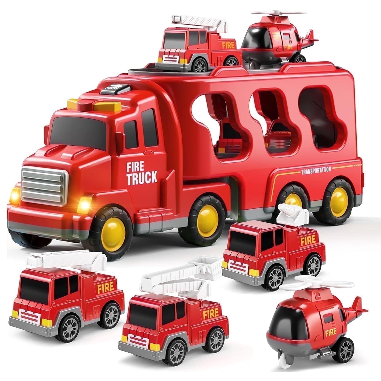 Fire Truck Toy, 5-in-1 Fire Car Truck for Boys 3 4 5 6 Years Old, Fire ...