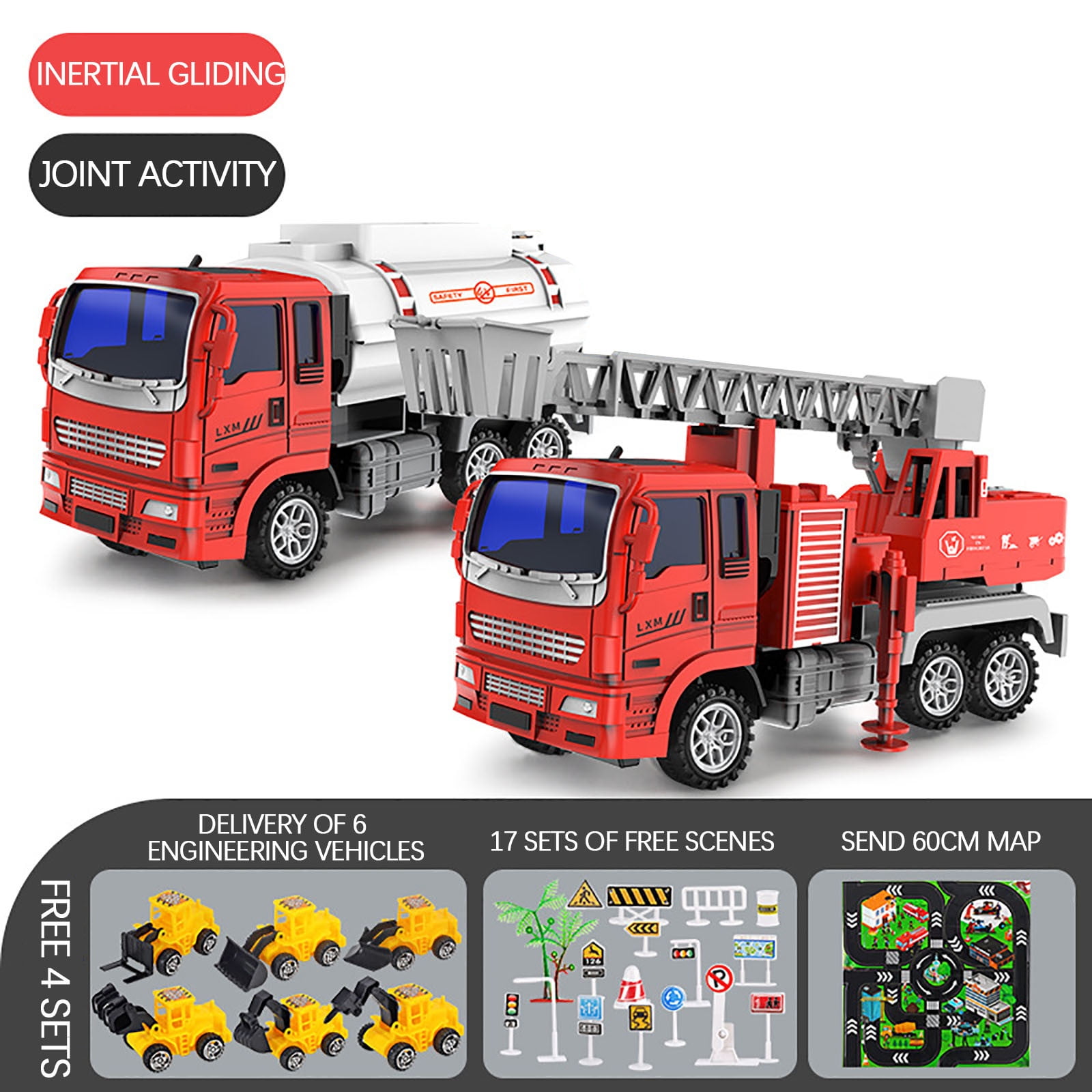 Fire Truck Toy Set | Die-Cast Mini Emergency Trucks & Construction ...