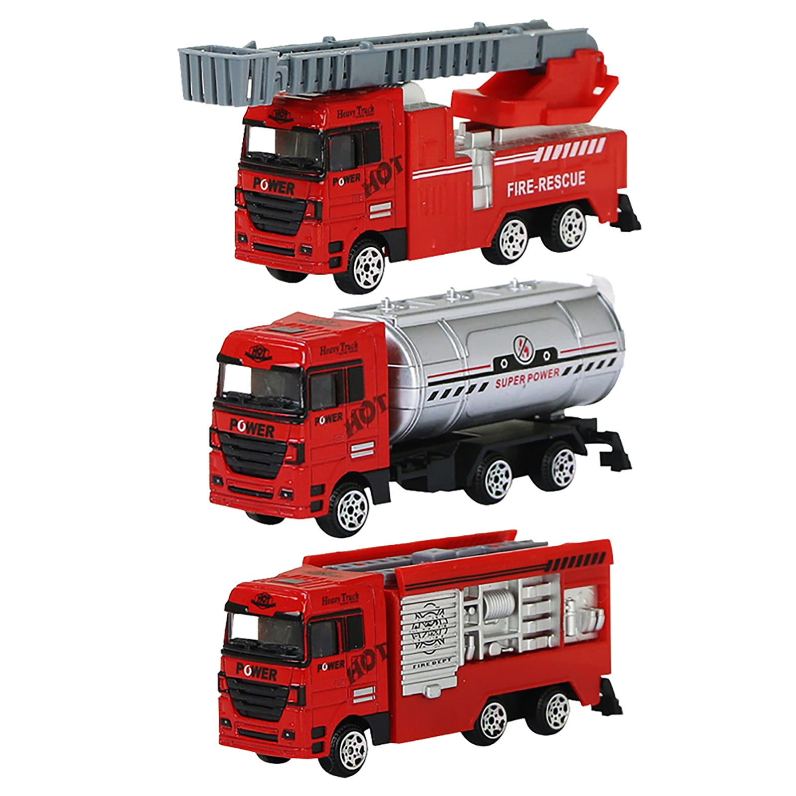Fire Truck Toy Set Die-Cast Model Miniature Rescue Vehicle with Ladder ...