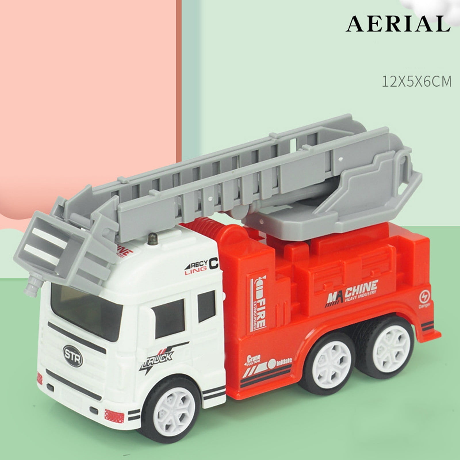 Fire Truck Toy Vehicle with Aerial Ladder, Mini Red and White Fire ...