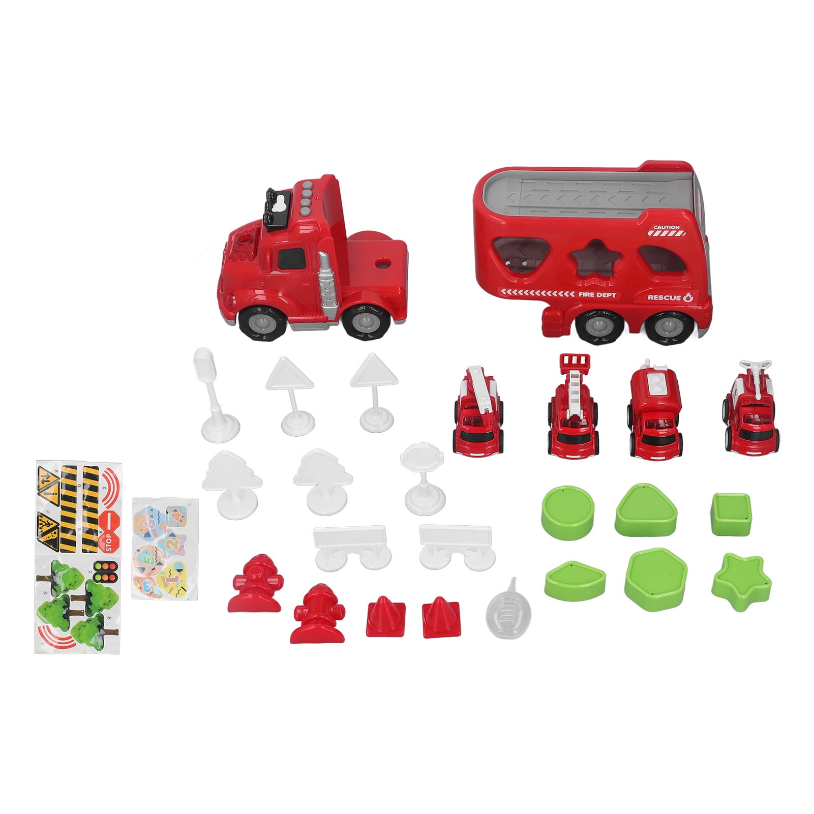 Fire Truck Toys Set 5 in 1 Carrier Truck Transport Cargo Truck Toys ...