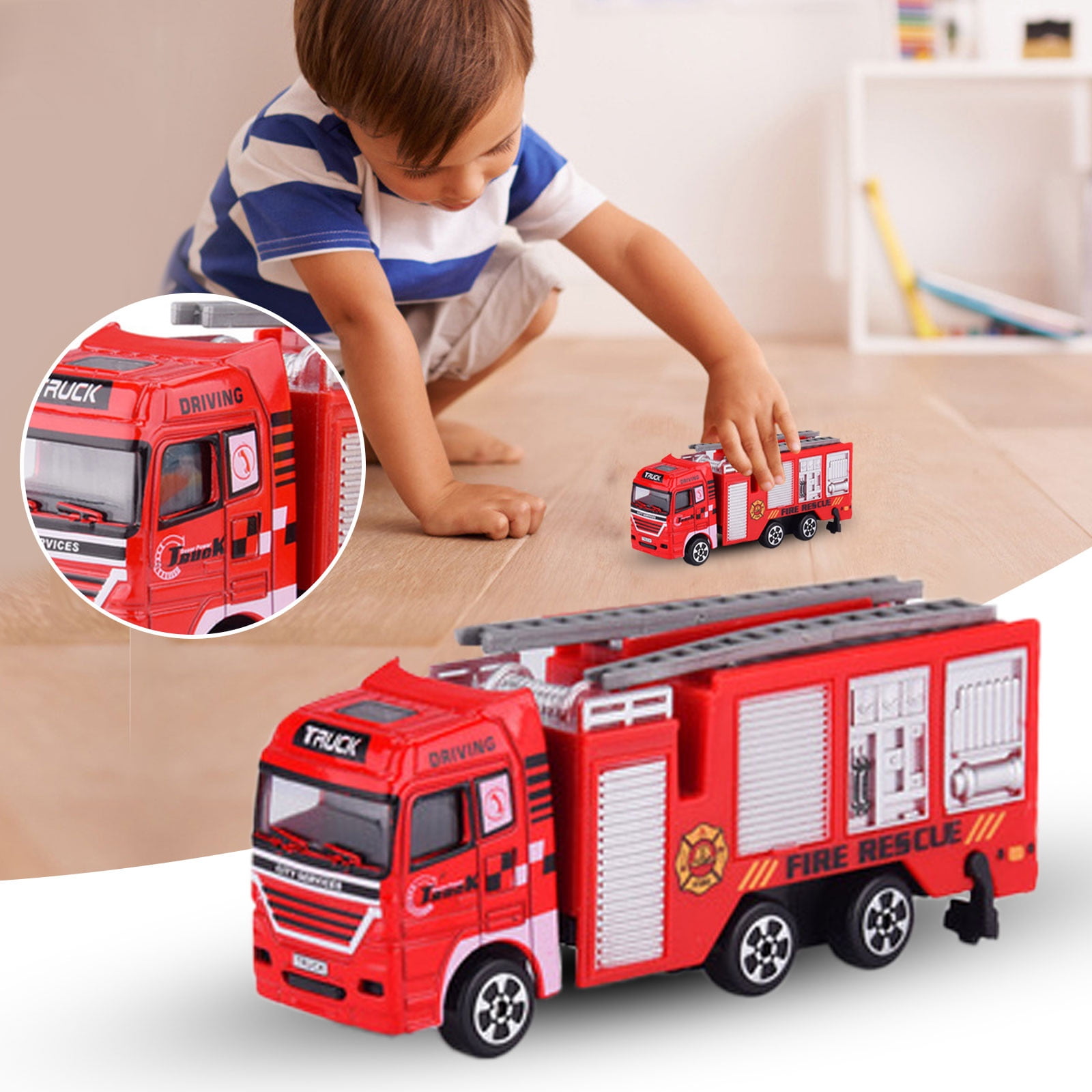 Fire Truck Vehicle Toy Set with Sounds Lights Fire Engine Vehicles Mini ...