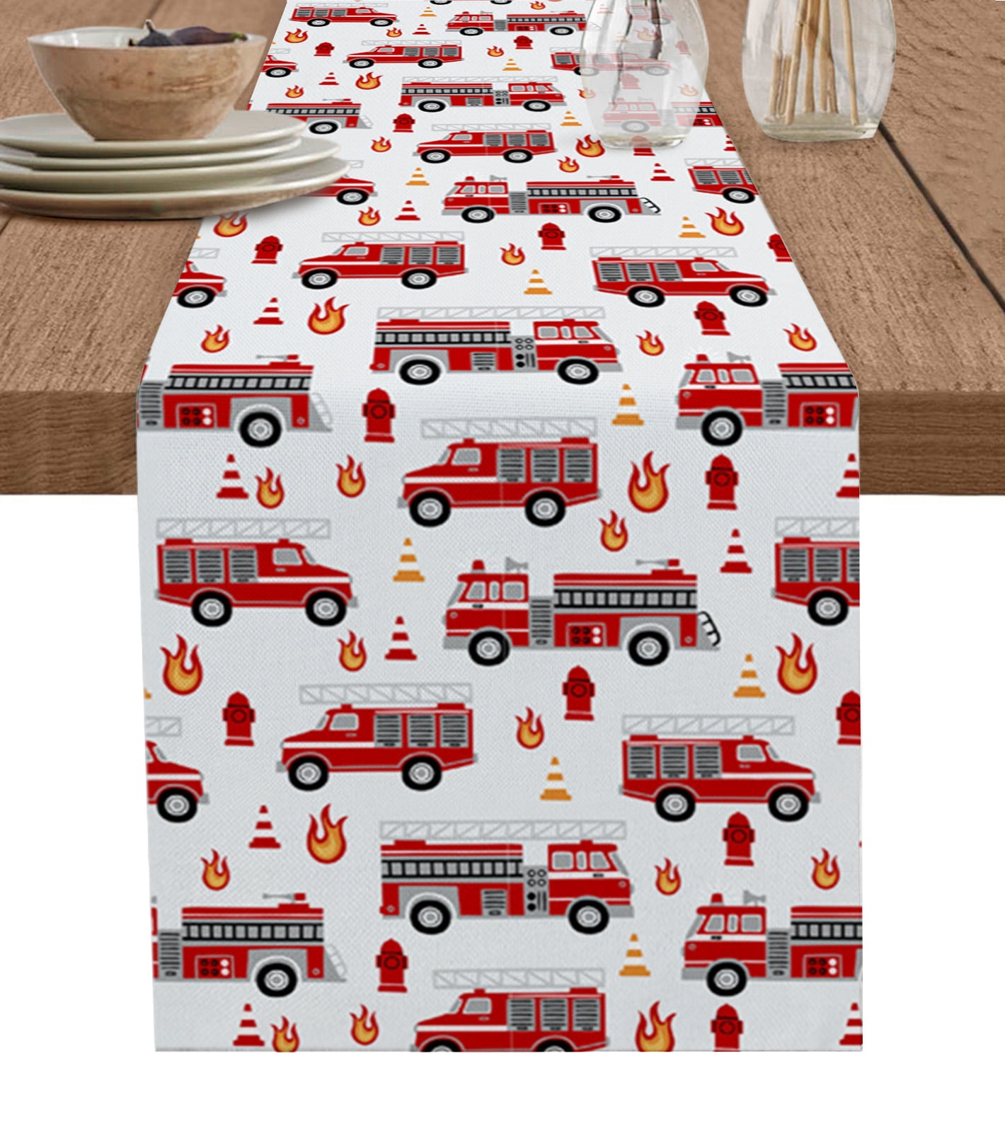 Fire Truck With Red And White Background rations Coffee Table r ...