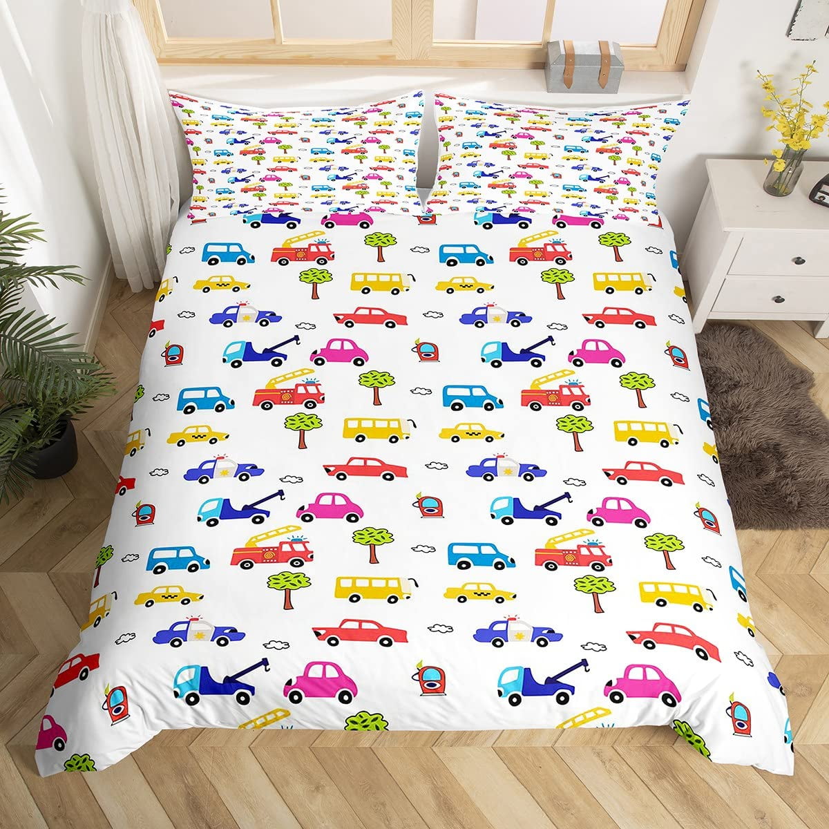 Fire Truck for Kids Boys Red Fire Fighting Supplies Patter Duvet Cover ...