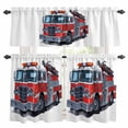 Fire Trucks Curtain Valances Set Cartoons Vehicles Modern Red Car ...