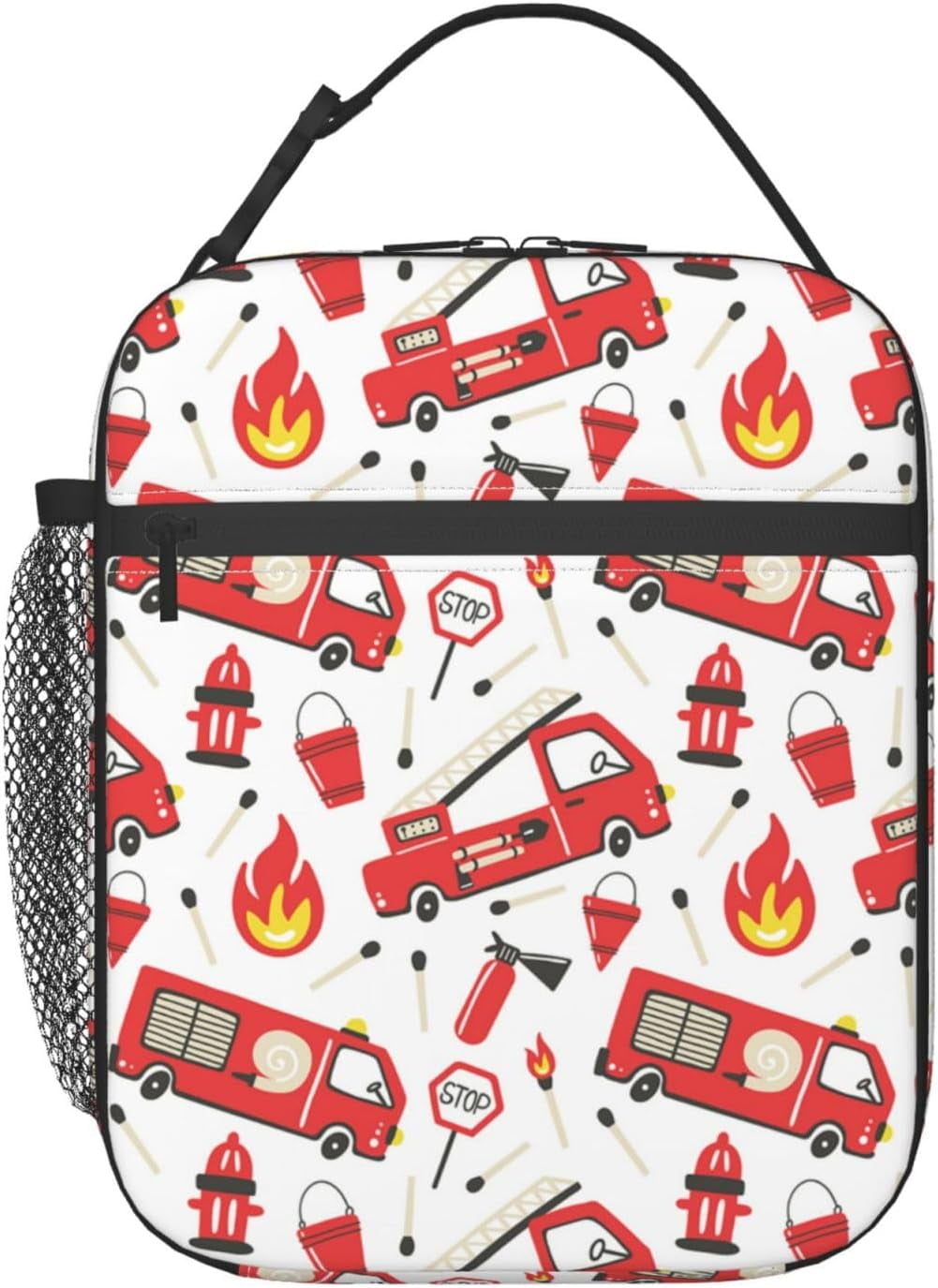 Fire Trucks Lunch Box for Adults Lunch Bag Cooler Tote Reusable ...