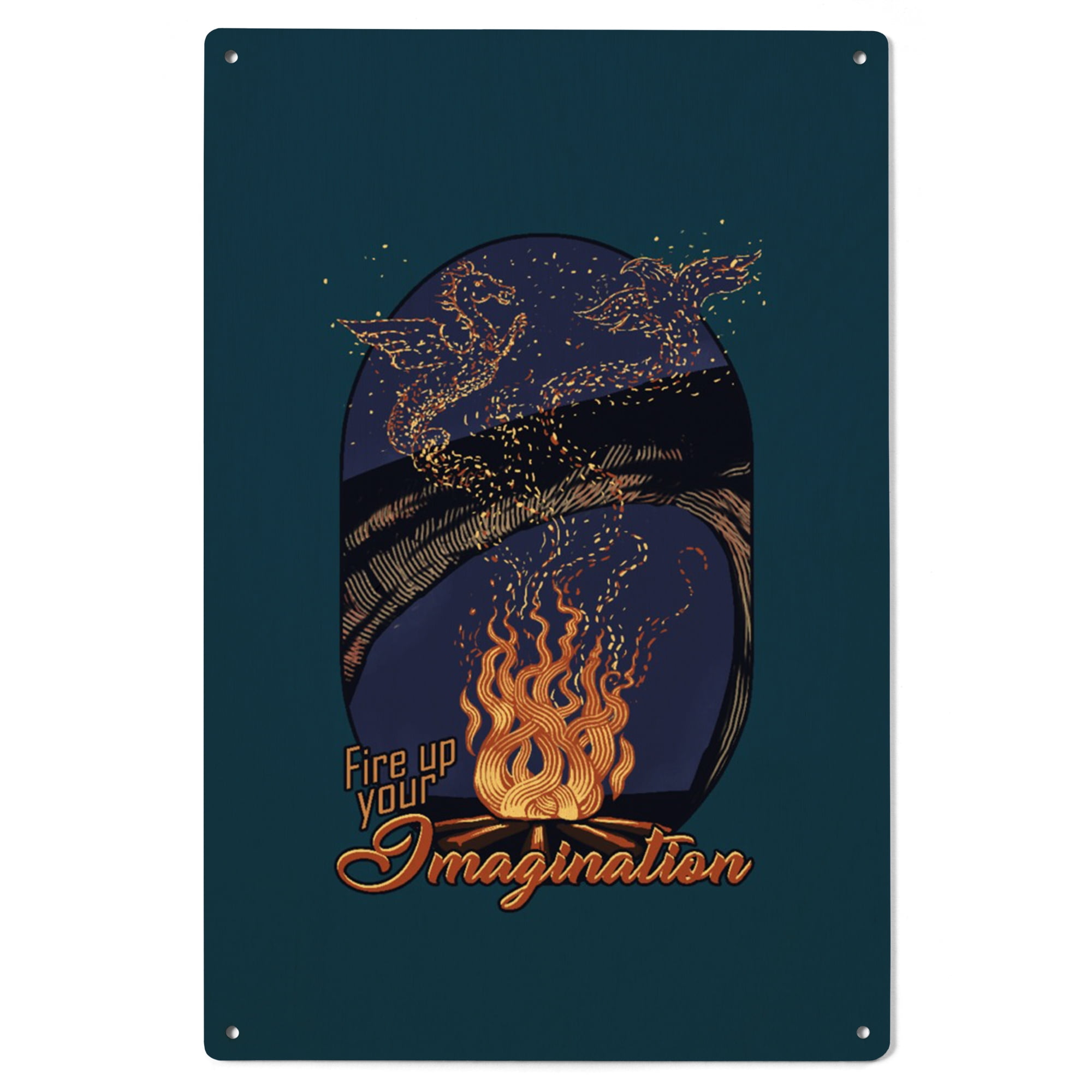 Fire Up Your Imagination, Campfire with Dragon and Phoenix, Contour ...