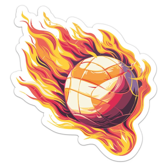 Fire Volleyball Ball Sticker Phone Decal Water Bottle Stickers Car ...