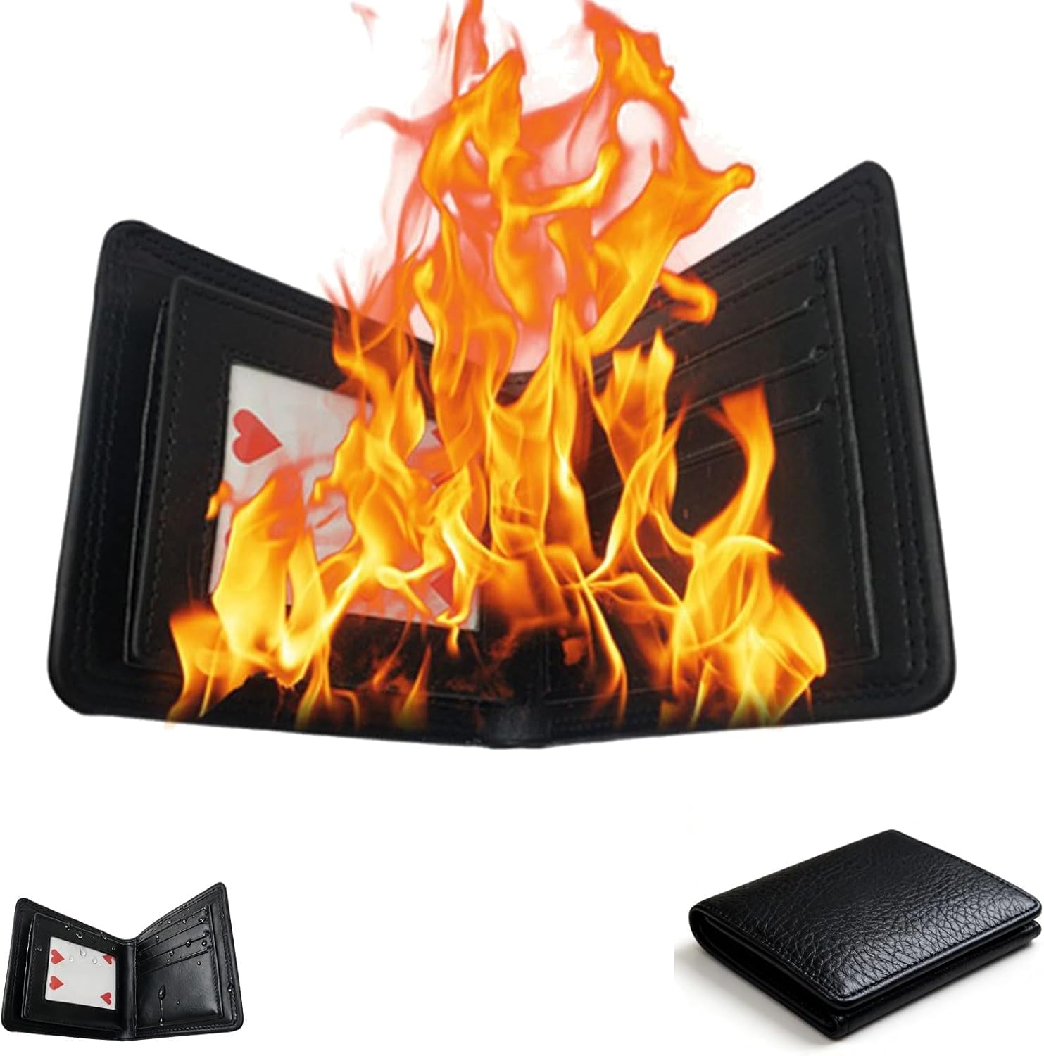 Fire Wallet Magic Trick,PU Leather Flame Wallet, Close-Up Magics ...