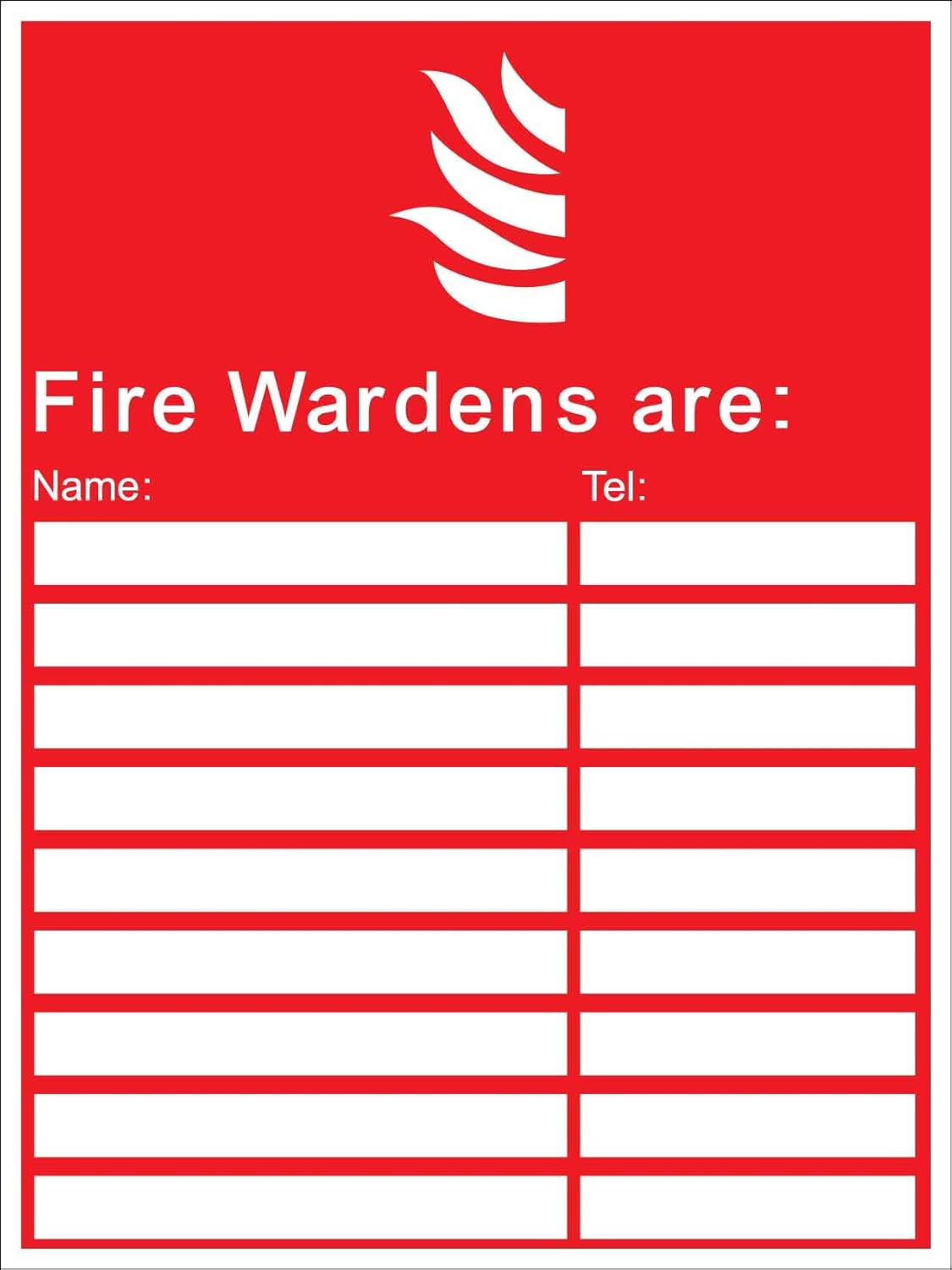 Fire Wardens Are Sign Fire Safety Signs 8 X 12 Inch Metal Tin Sign ...