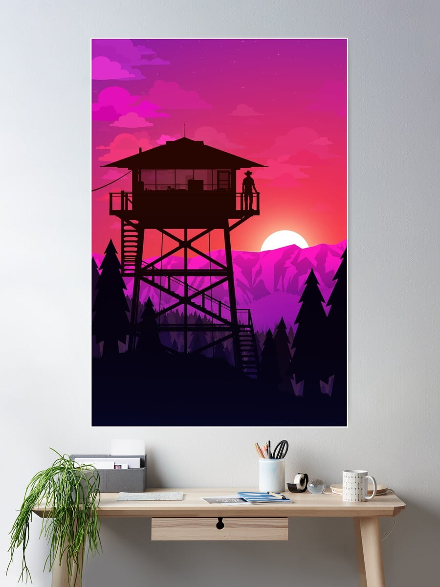Fire Watch Lookout Tower Poster Wall Art, Modern Wall Decor For Living ...