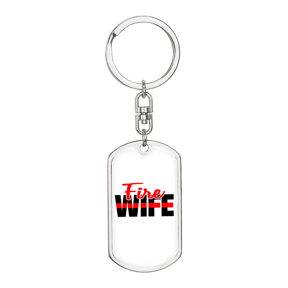 Fire Wife Stainless Steel or 18k Gold Premium Swivel Dog Tag Keychain ...