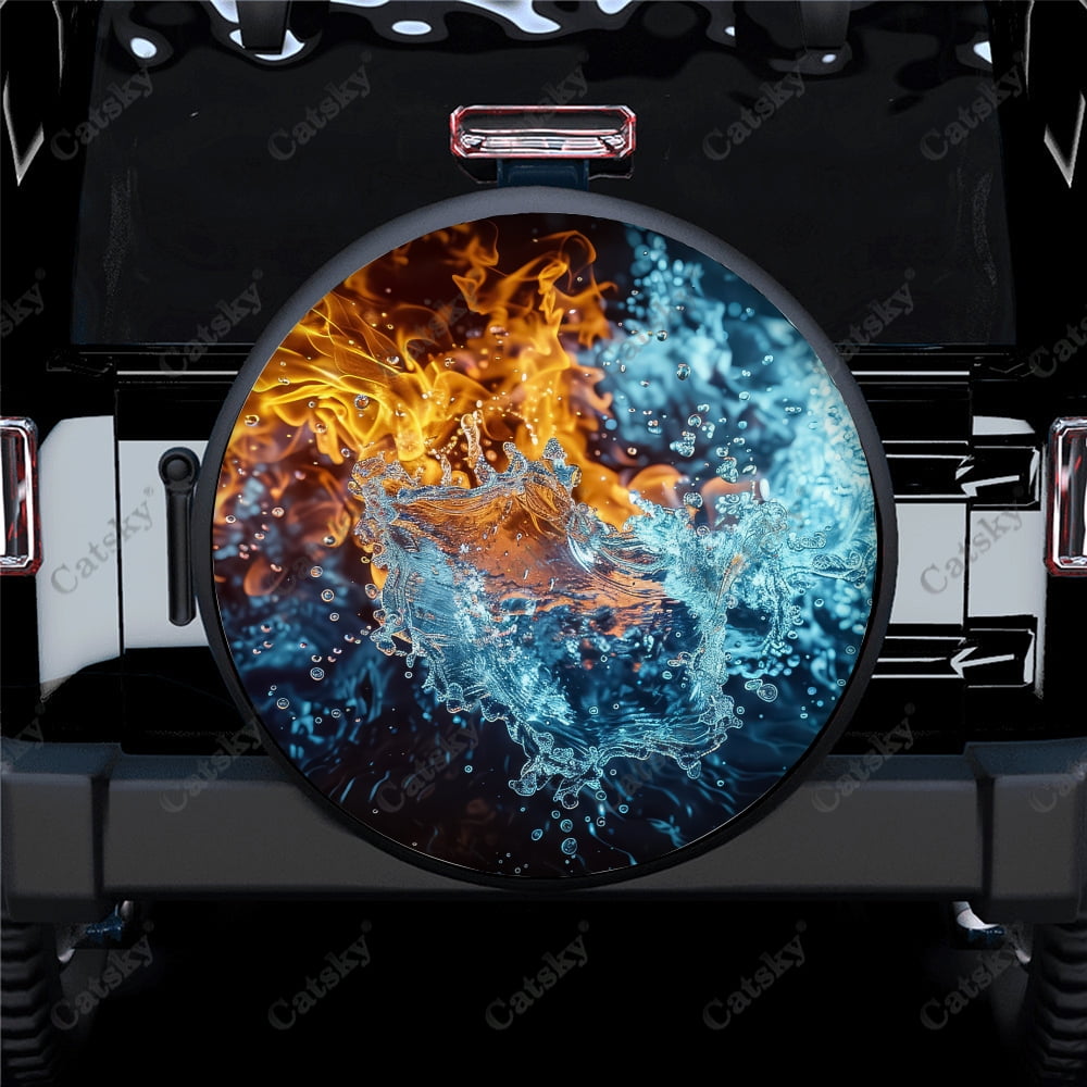 Fire and Ice Design Polyester Universal Spare Wheel Tire Cover Custom ...